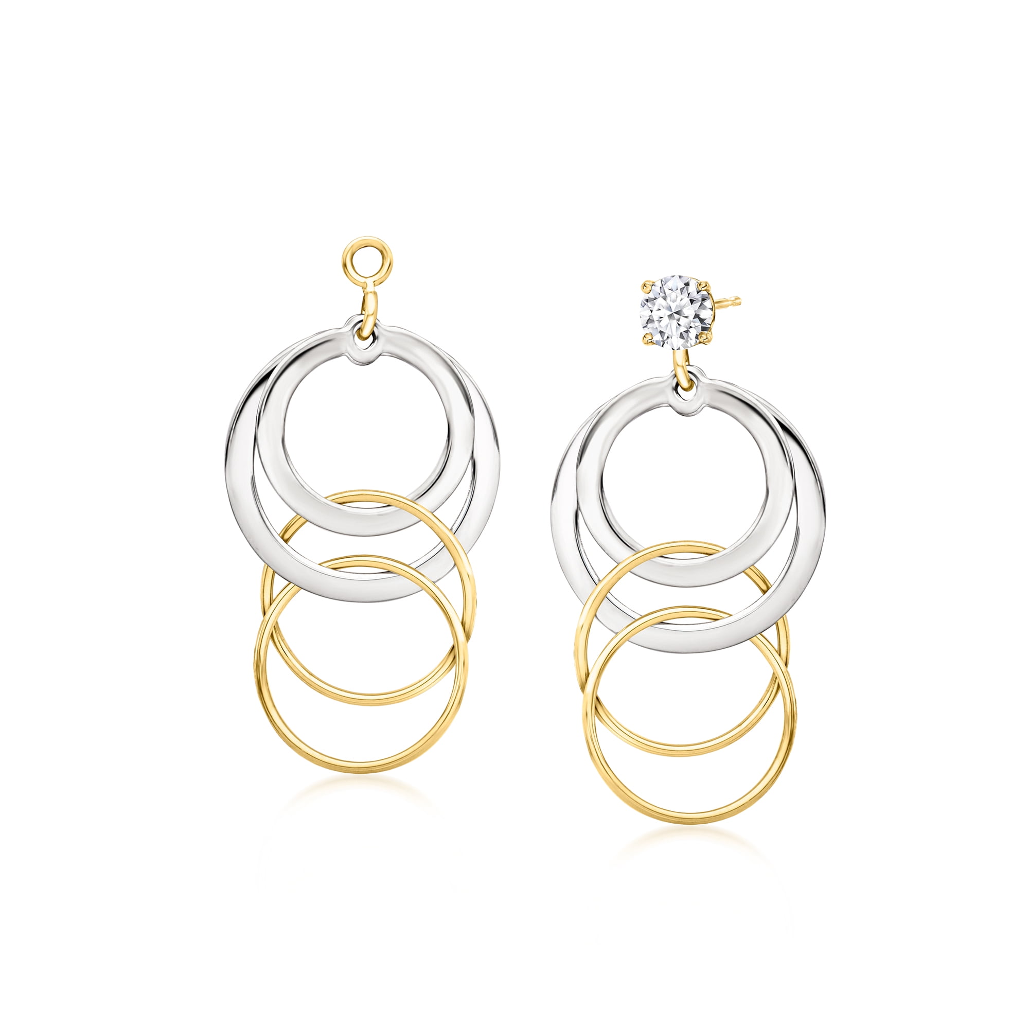 Ross-Simons 14kt Yellow Gold and Sterling Silver Circle Drop Earring ...