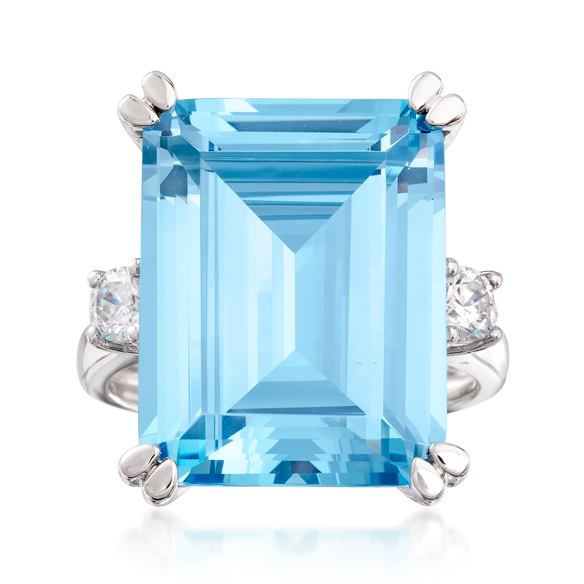 Ross-Simons 17.00 Carat Simulated Aquamarine and .30 ct. t.w. CZ Ring ...