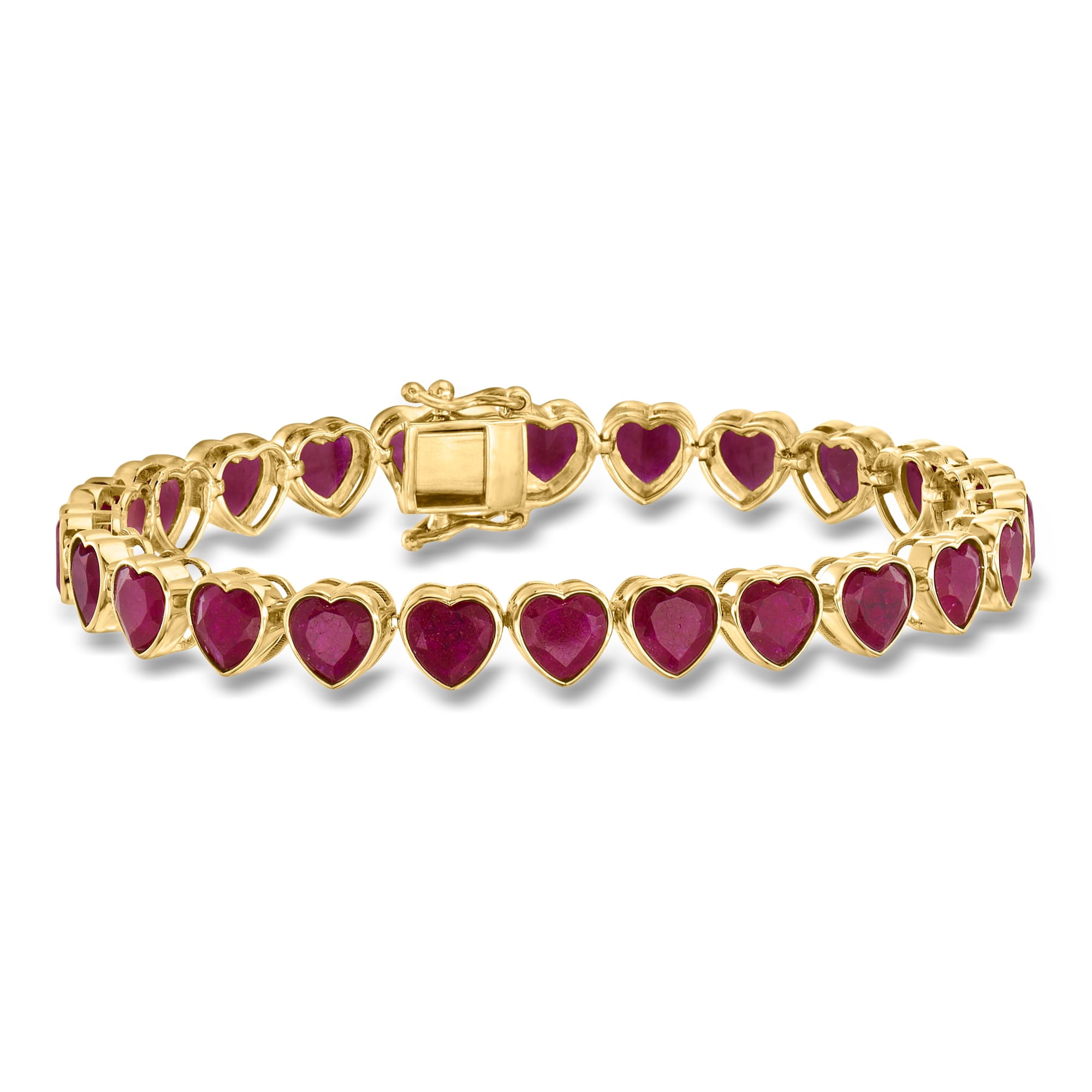 Ross-Simons 18.00 ct. t.w. Ruby Heart Tennis Bracelet in 18kt Gold Over ...
