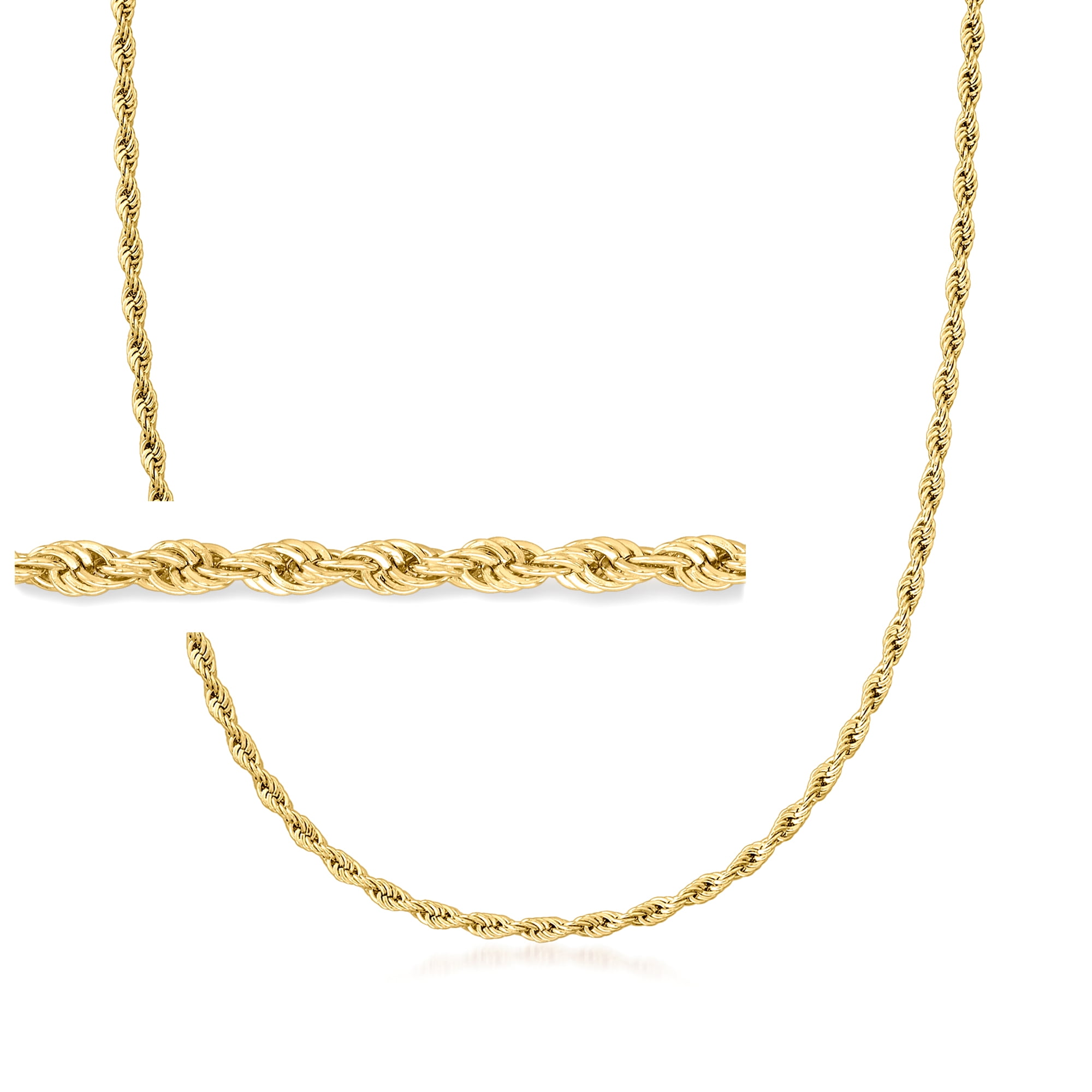 Ross-Simons 18kt Gold Over Sterling 3mm Rope-Chain Necklace, Women's ...