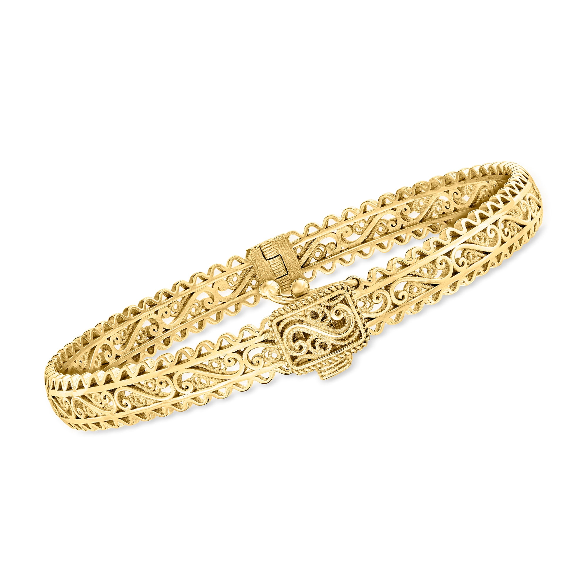 Ross-Simons 18kt Gold Over Sterling Filigree Bangle Bracelet, Women's ...