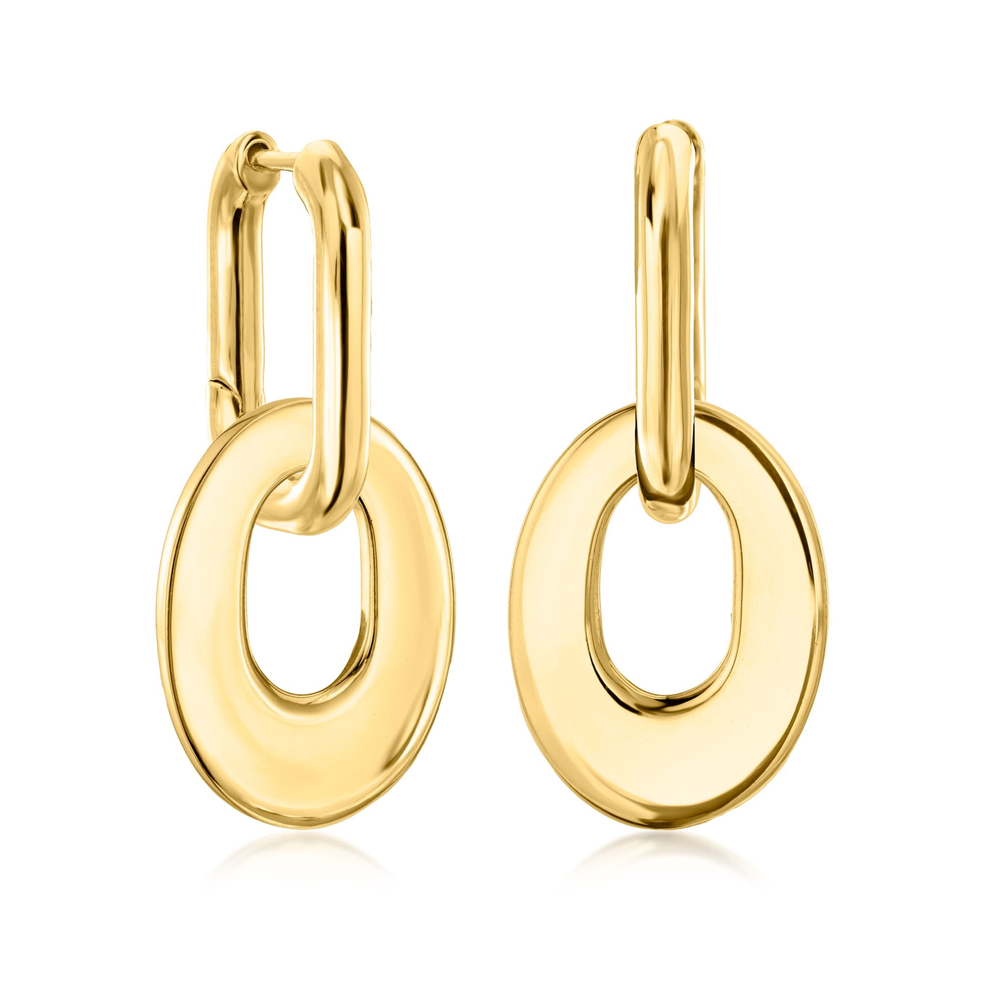 Ross-Simons 18kt Gold Over Sterling Hoop Earrings With Removable Oval Drops, Women's, Adult ...