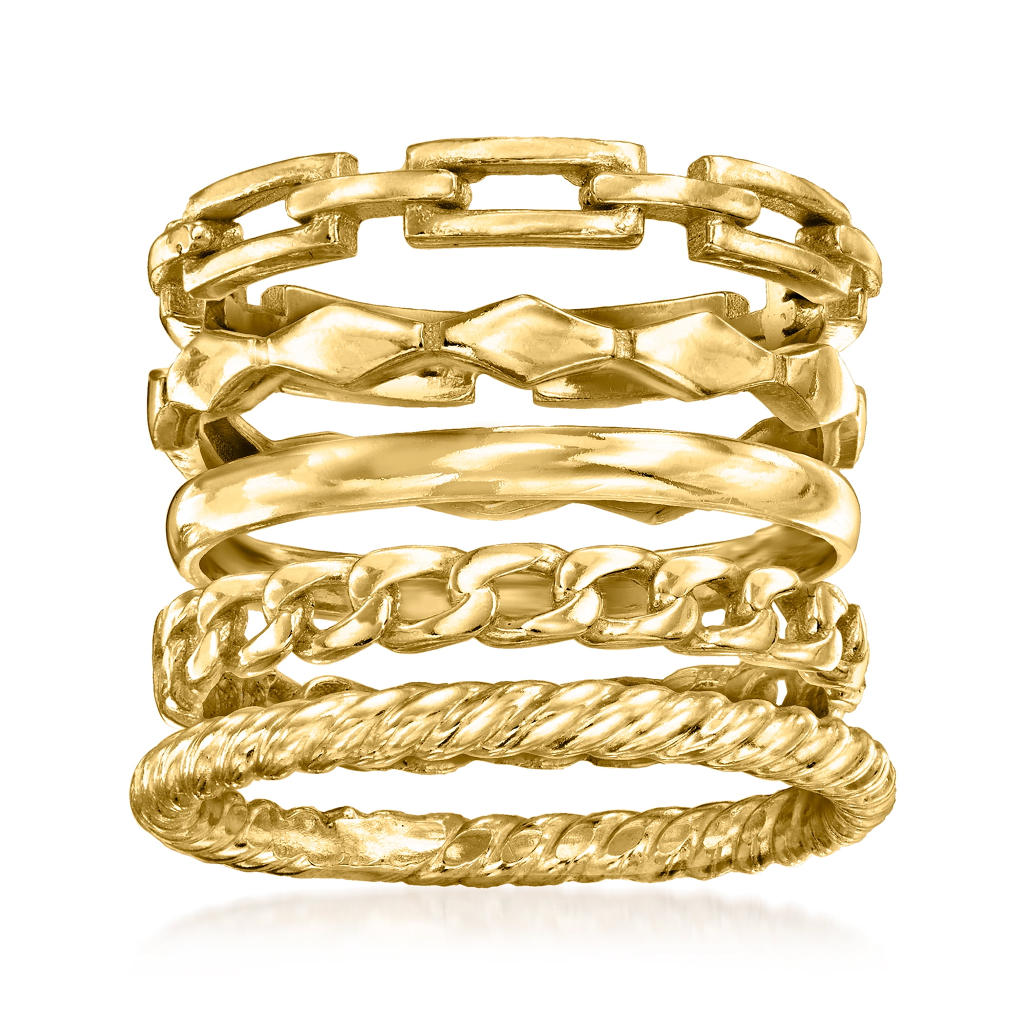 Ross-Simons 18kt Gold Over Sterling Jewelry Set: 5 Stackable Rings ...