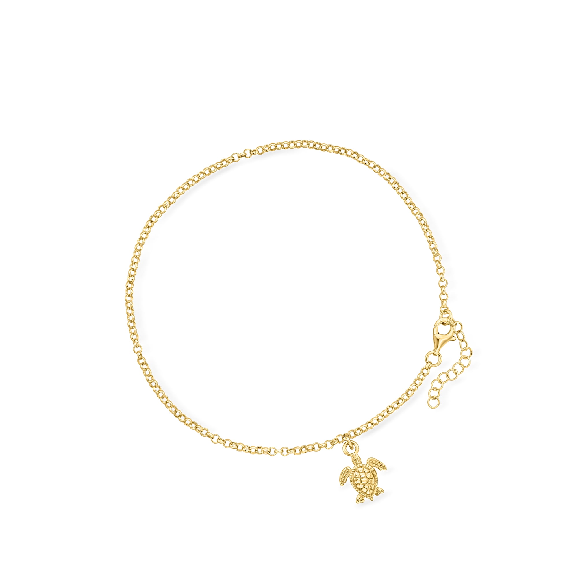 Ross-Simons 18kt Gold Over Sterling Turtle Anklet, Women's, Adult ...