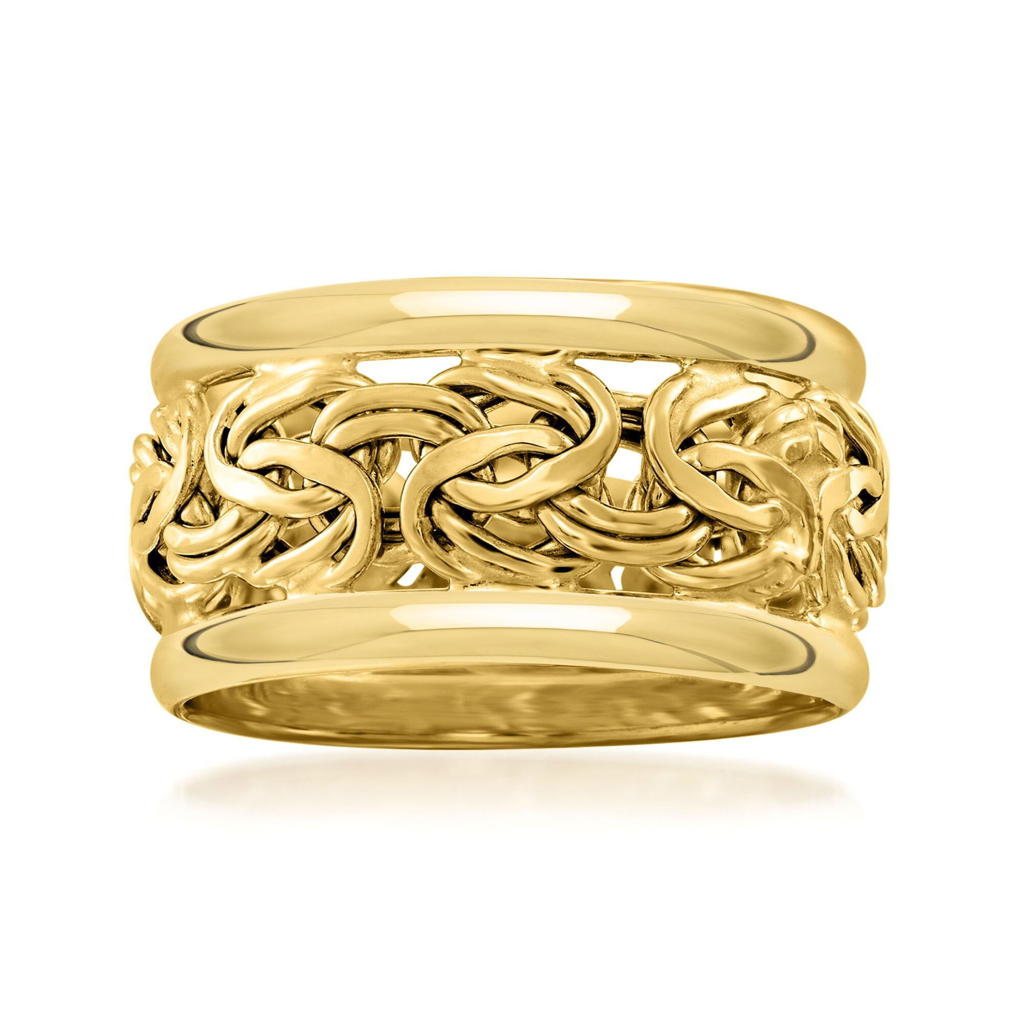 Ross-Simons 18kt Yellow Gold Wide Byzantine Ring, Women's, Adult ...
