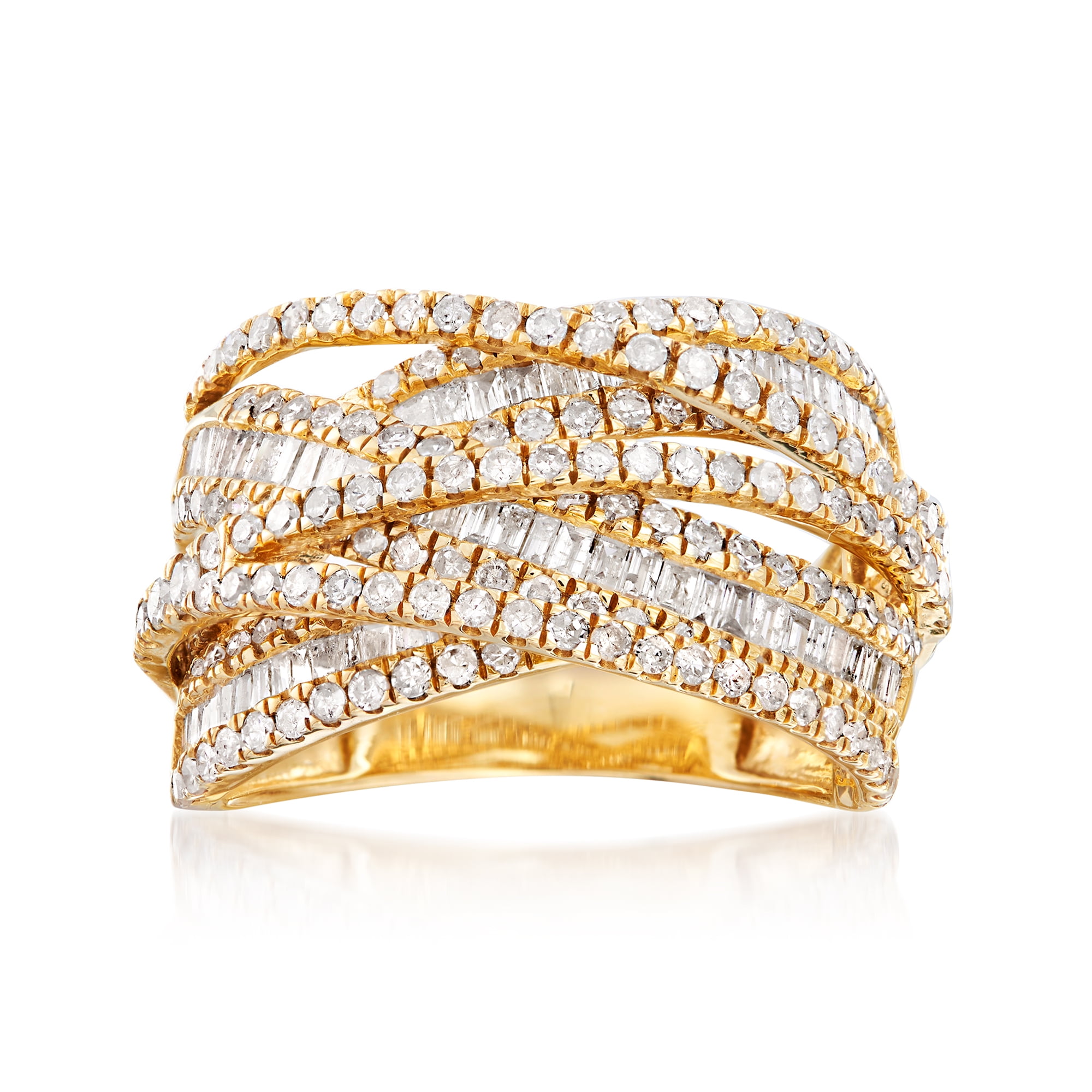 Ross-Simons 2.00 ct. t.w. Round and Baguette Diamond Highway Ring in ...