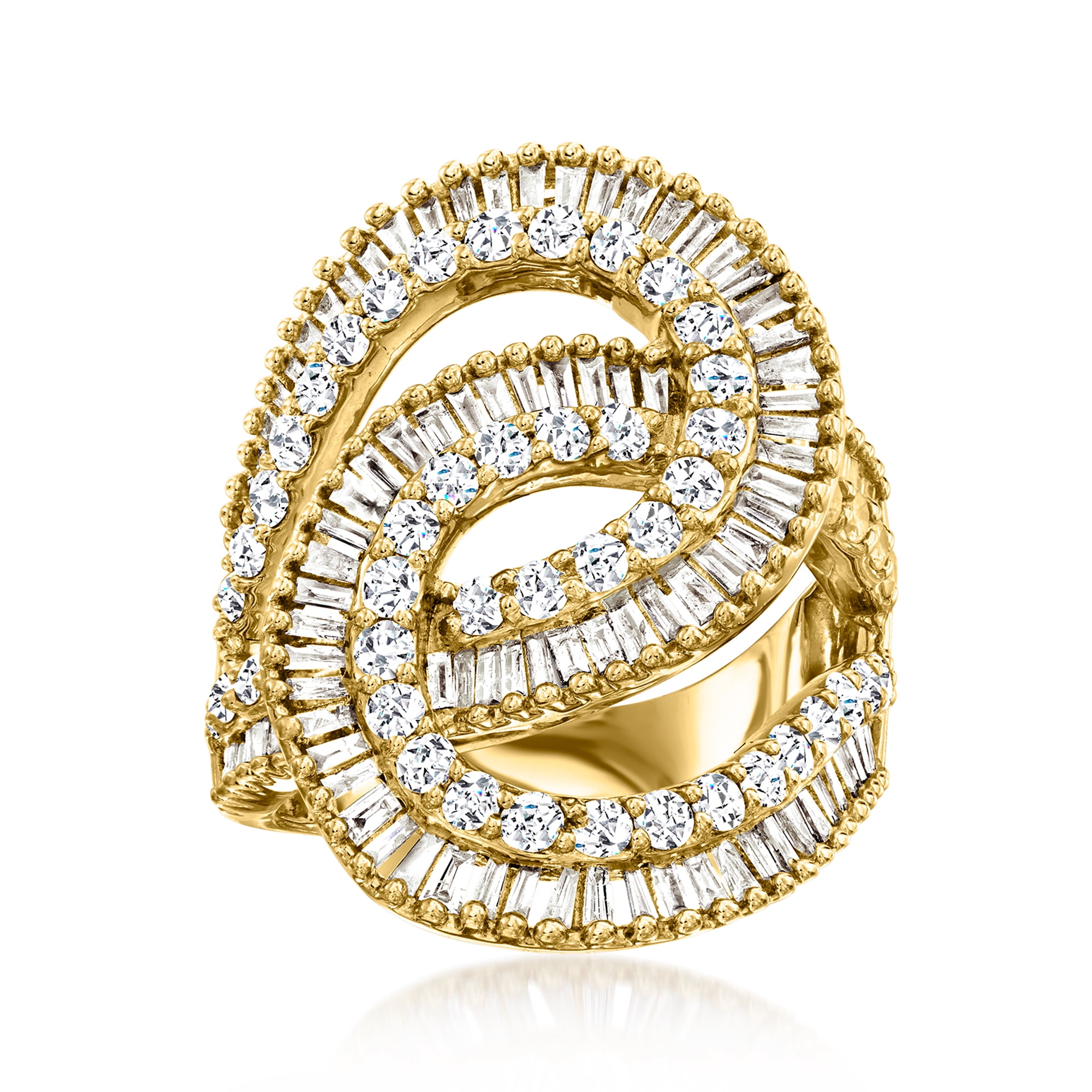 Ross-Simons 2.00 ct. t.w. Round and Baguette Diamond Interlocking-Loop Ring in 18kt Gold Over ...