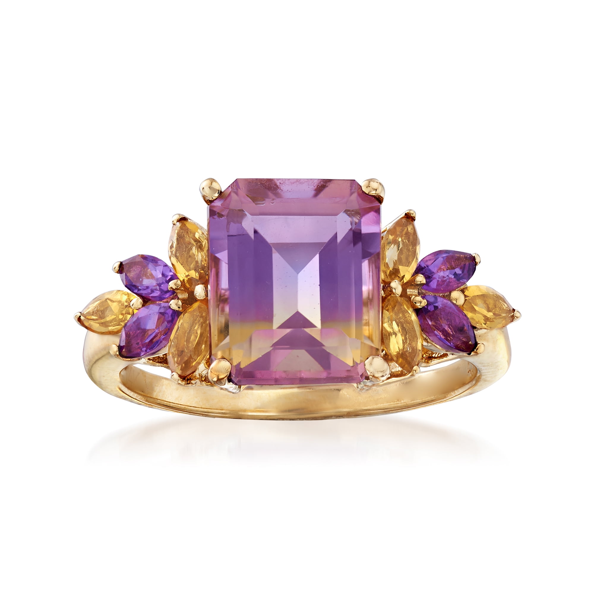 Ross-Simons 2.50 Carat Ametrine Floral Ring With Citrines and Amethysts ...