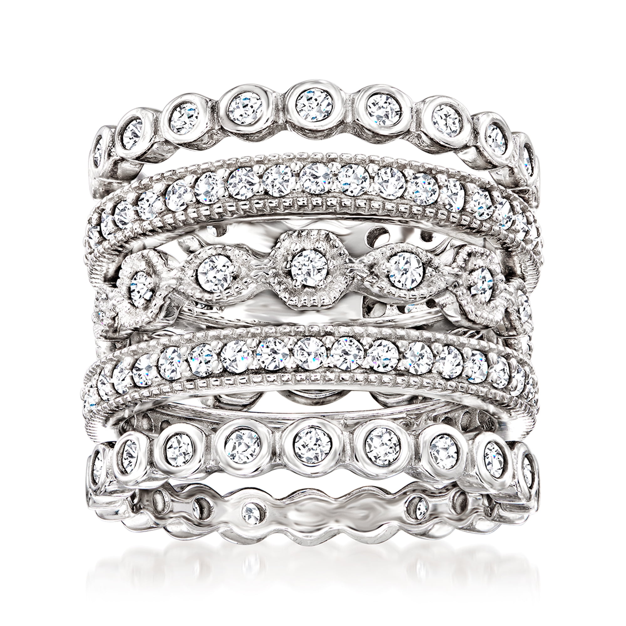 Ross-Simons 2.50 ct. t.w. CZ Jewelry Set: 5 Eternity Bands in Sterling ...