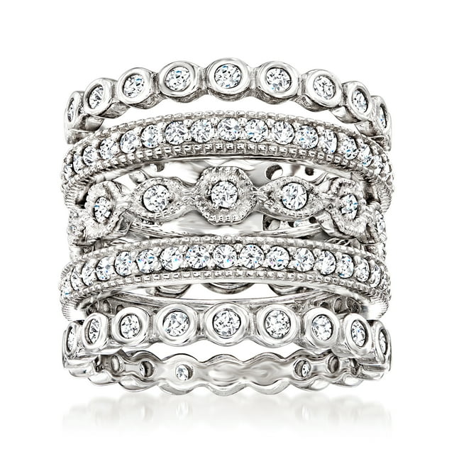 Ross-Simons 2.50 ct. t.w. CZ Jewelry Set: 5 Eternity Bands in Sterling ...