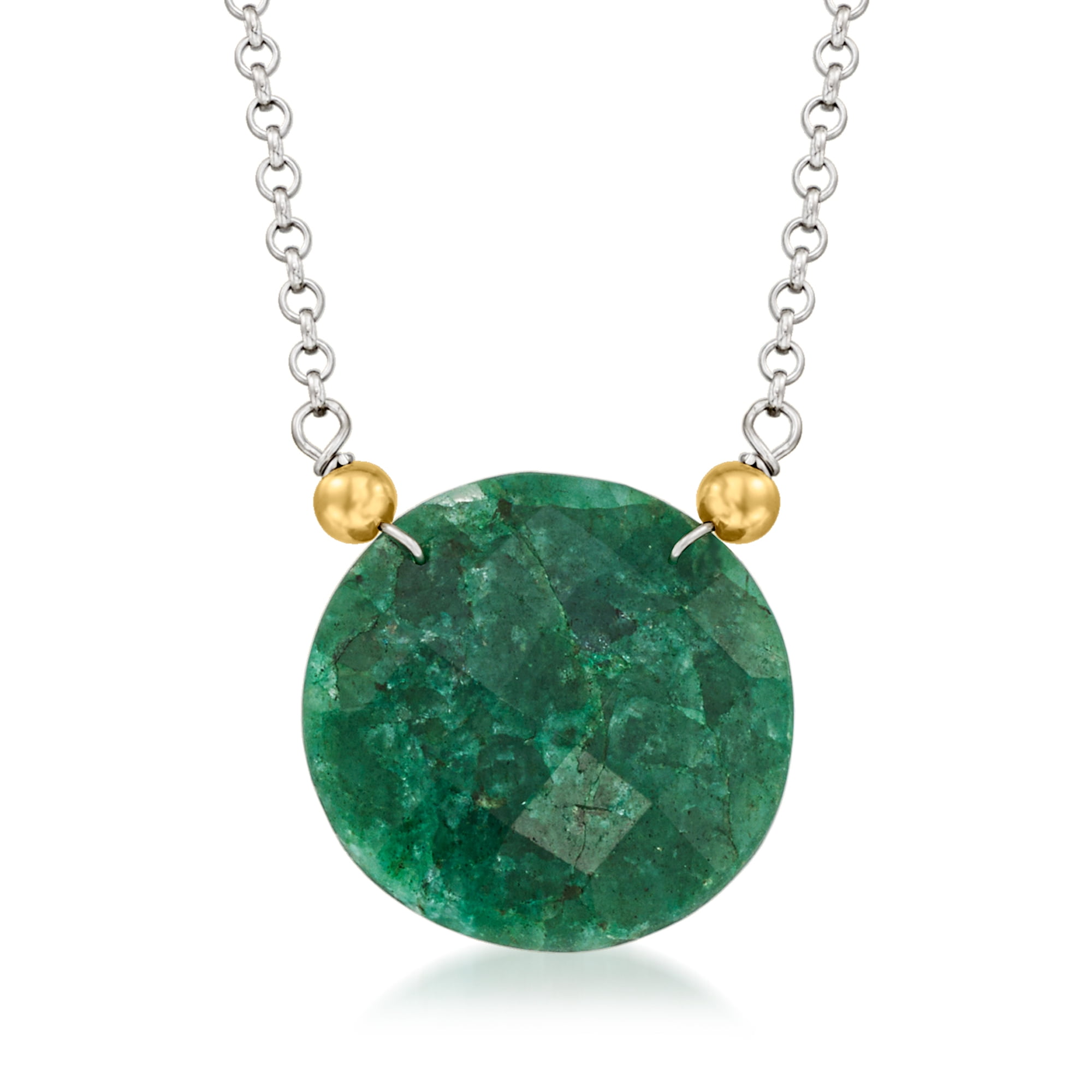 Ross-Simons 20.00 Carat Emerald Pendant Necklace in 14kt Yellow Gold ...