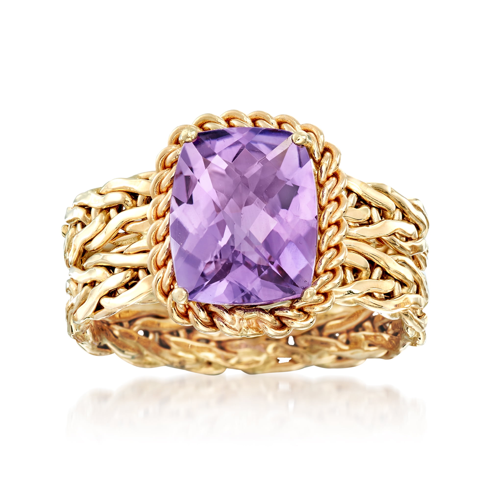 Ross-Simons 3.00 Carat Amethyst Woven Ring in 14kt Yellow Gold, Women's ...