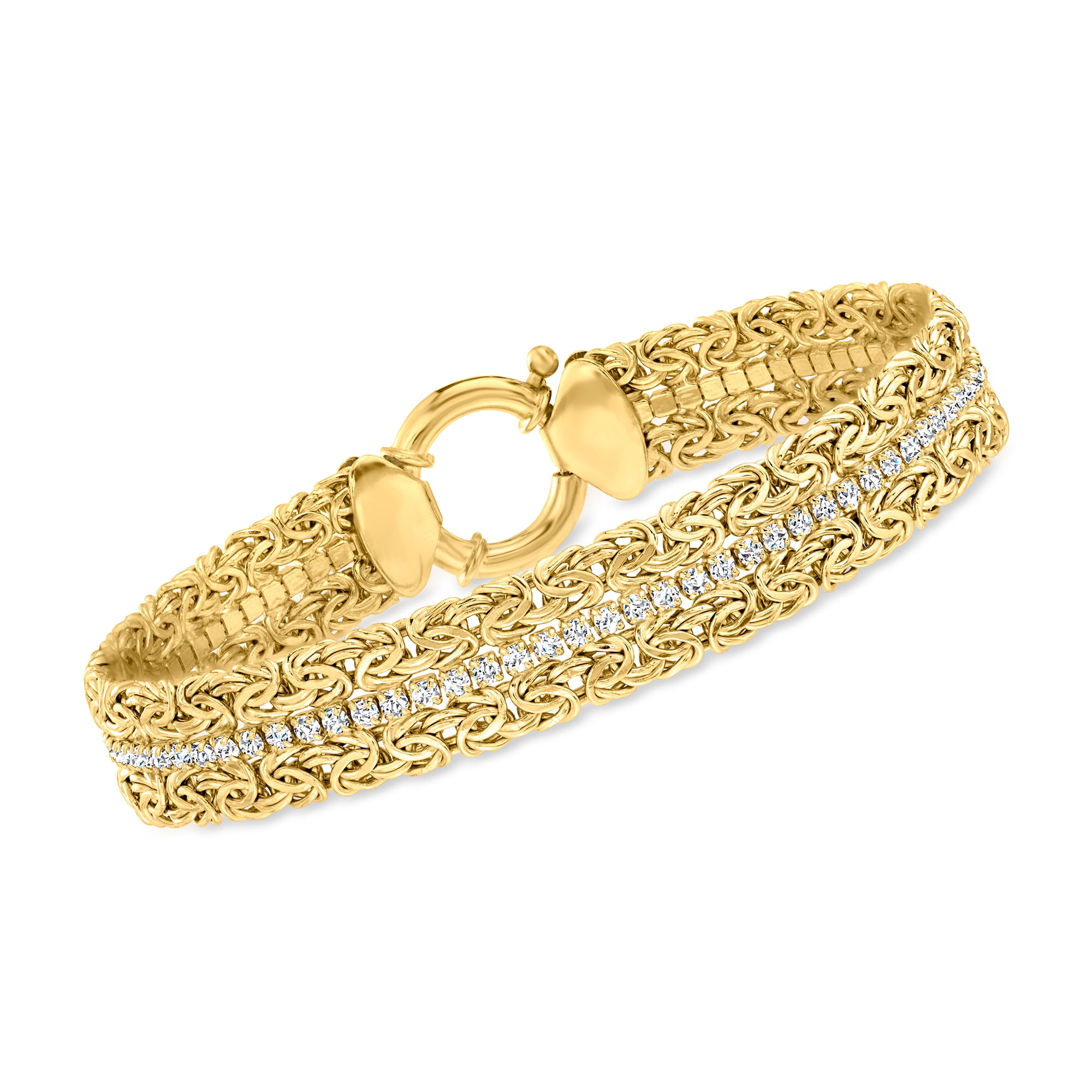 Ross Simons 3 00 Ct T W Cz Byzantine Bracelet In 18kt Gold Over