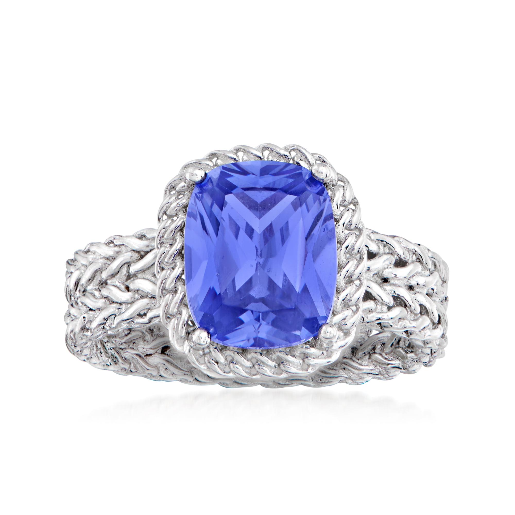 Ross-Simons 4.20 Carat Simulated Tanzanite Basketweave Ring in Sterling ...