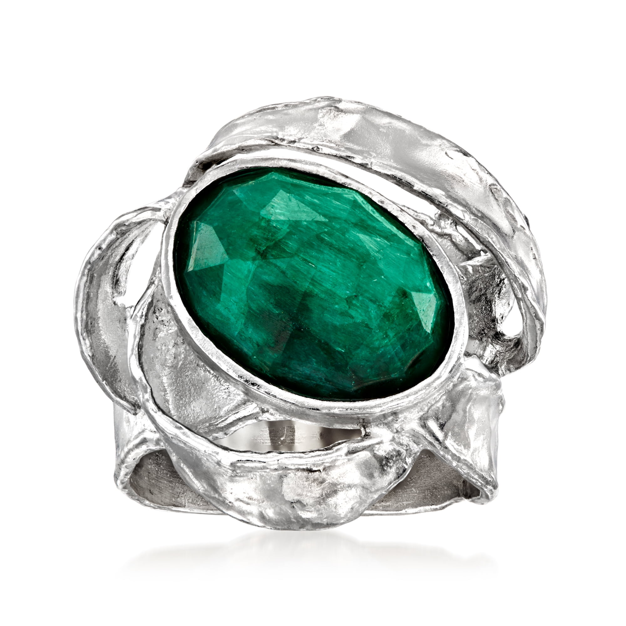 Ross-Simons 4.25 Carat Emerald Ring in Sterling Silver, Women's, Adult ...