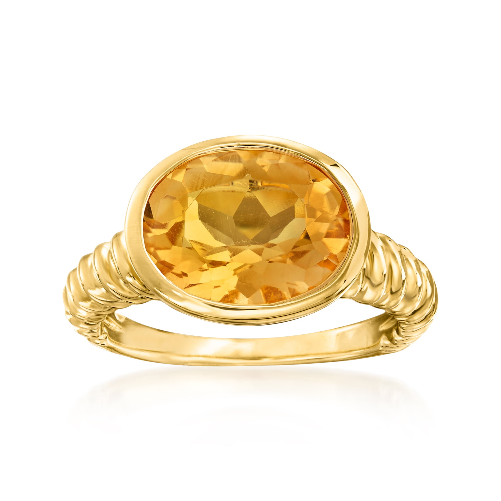 Ross-Simons 4.50 Carat Oval Citrine Ring in 18kt Gold Over Sterling ...
