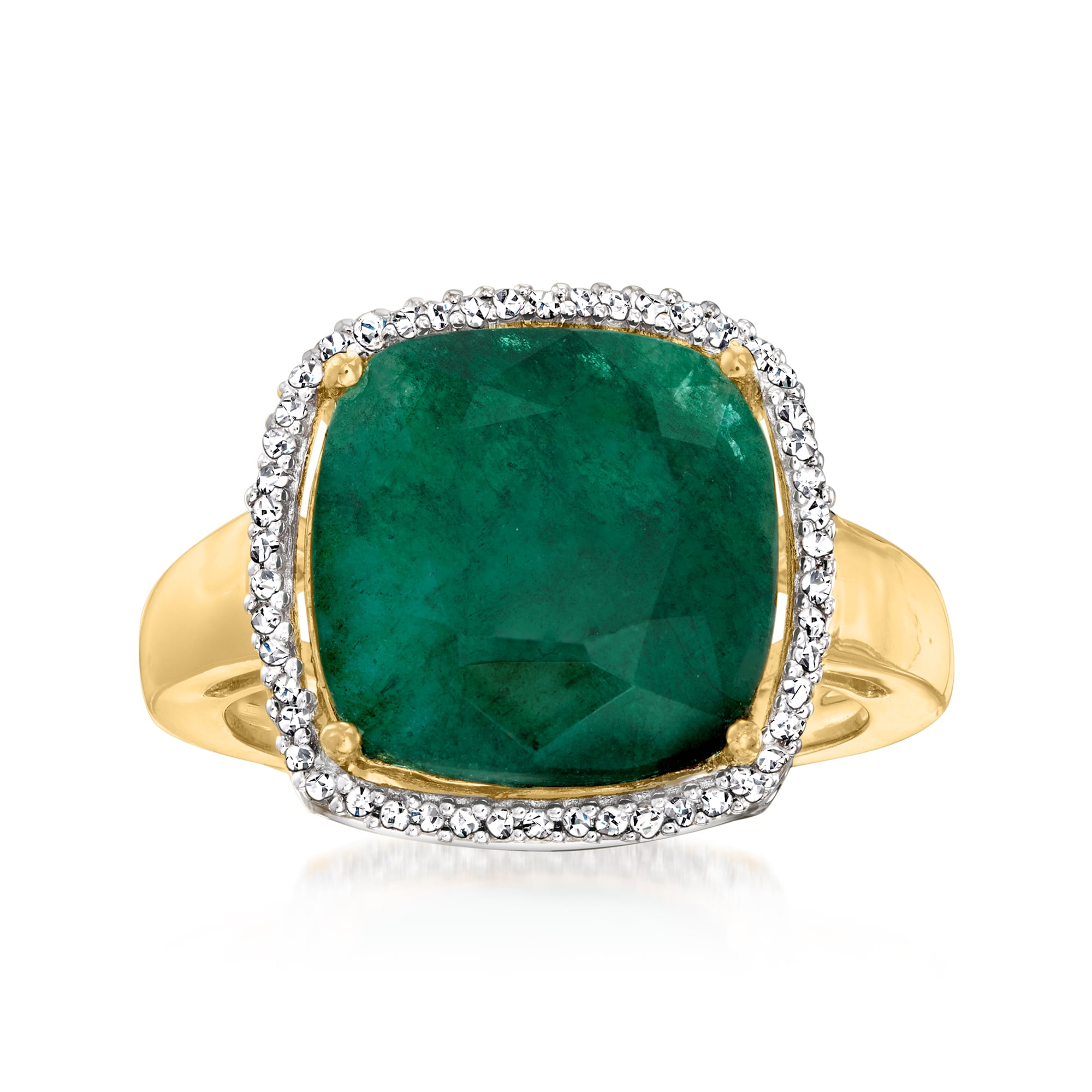 Ross-Simons 4.70 Carat Emerald and .14 ct. t.w. Diamond Halo Ring in ...