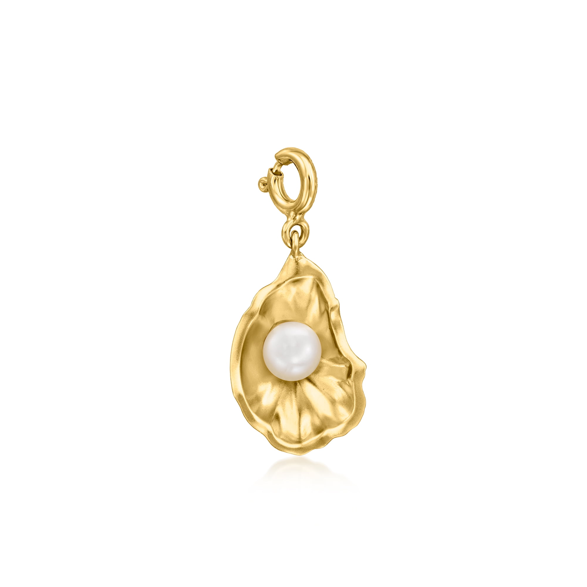Ross-Simons 5-5.5mm Cultured Pearl Oyster Shell Charm in 18kt Gold Over ...
