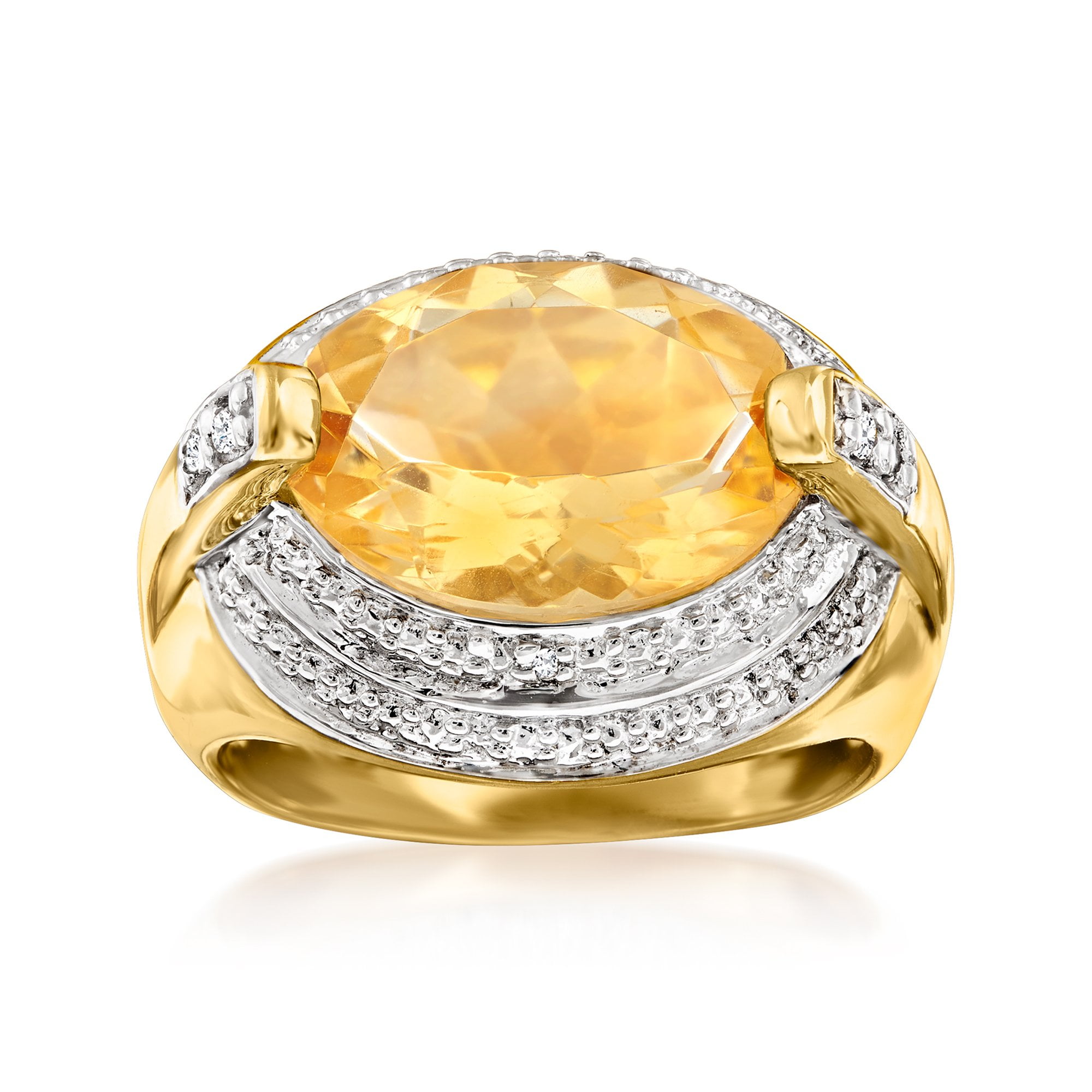 Ross-Simons 18kt Gold Plated 5.50ct Citrine & White Topaz Gemstone Ring ...