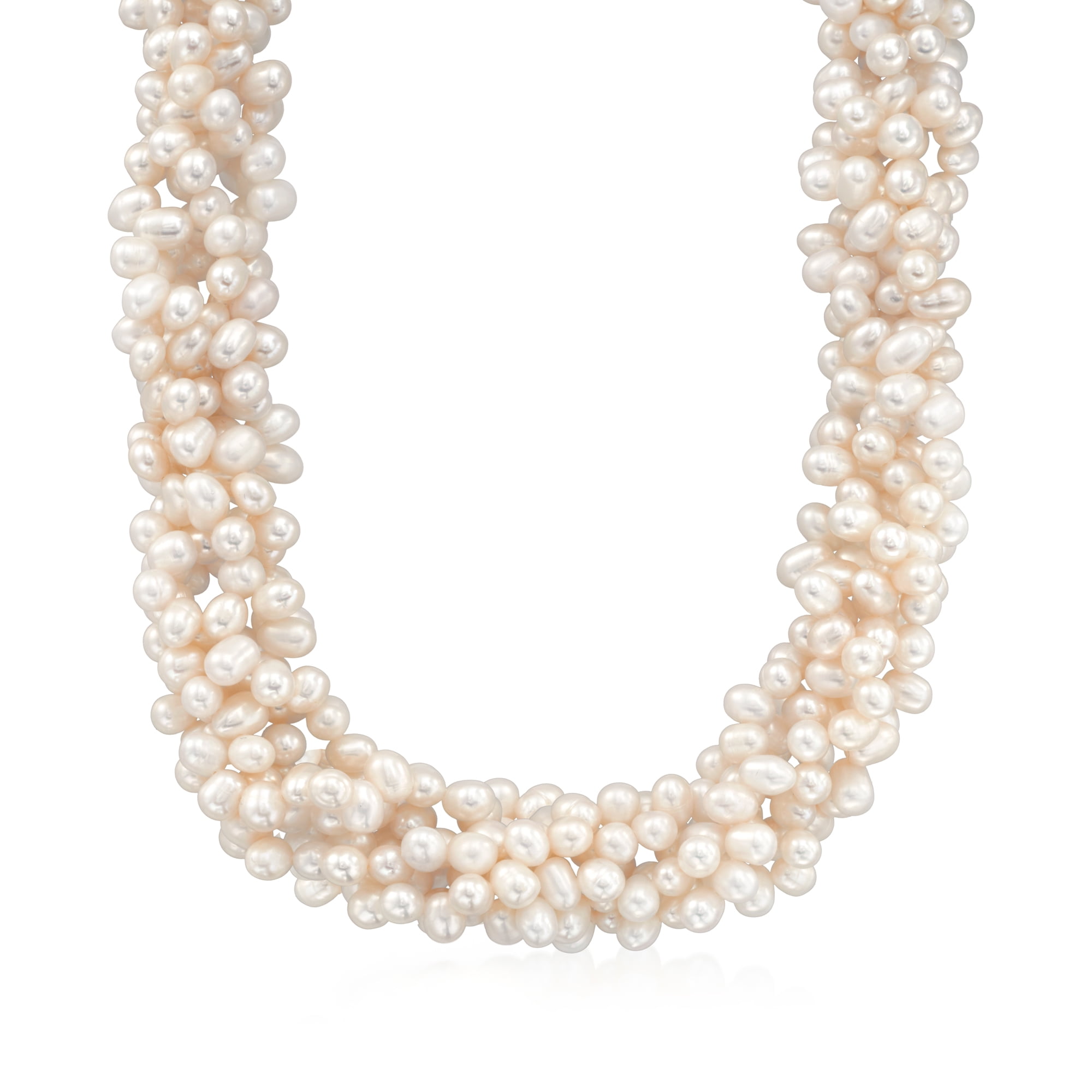Ross-Simons 5-6mm Cultured Pearl Torsade Necklace With Sterling Silver, Women's, Adult - Walmart.com
