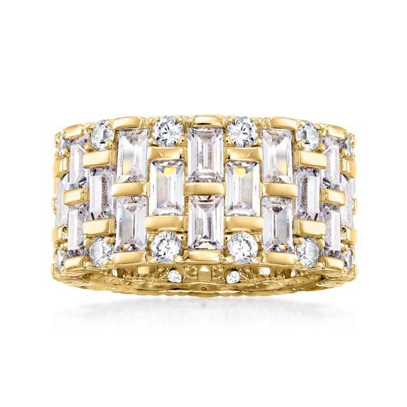 Ross-Simons 6.55 ct. t.w. Baguette and Round CZ Eternity Band in 18kt ...