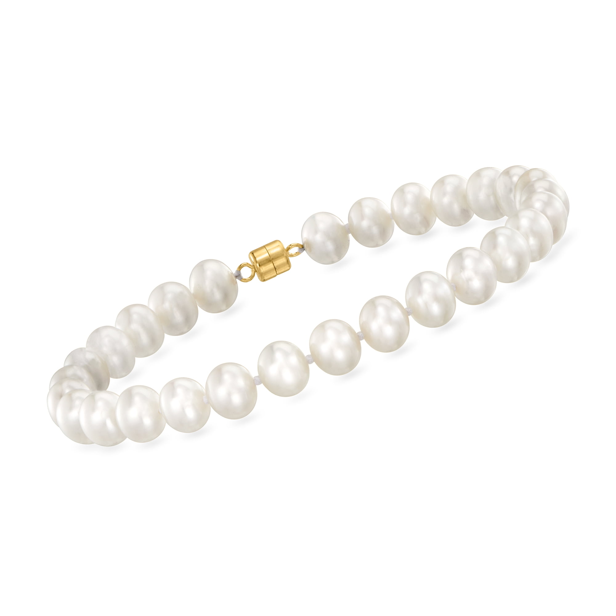 Ross-Simons 6-7mm Cultured Pearl Bracelet With 14kt Yellow Gold ...