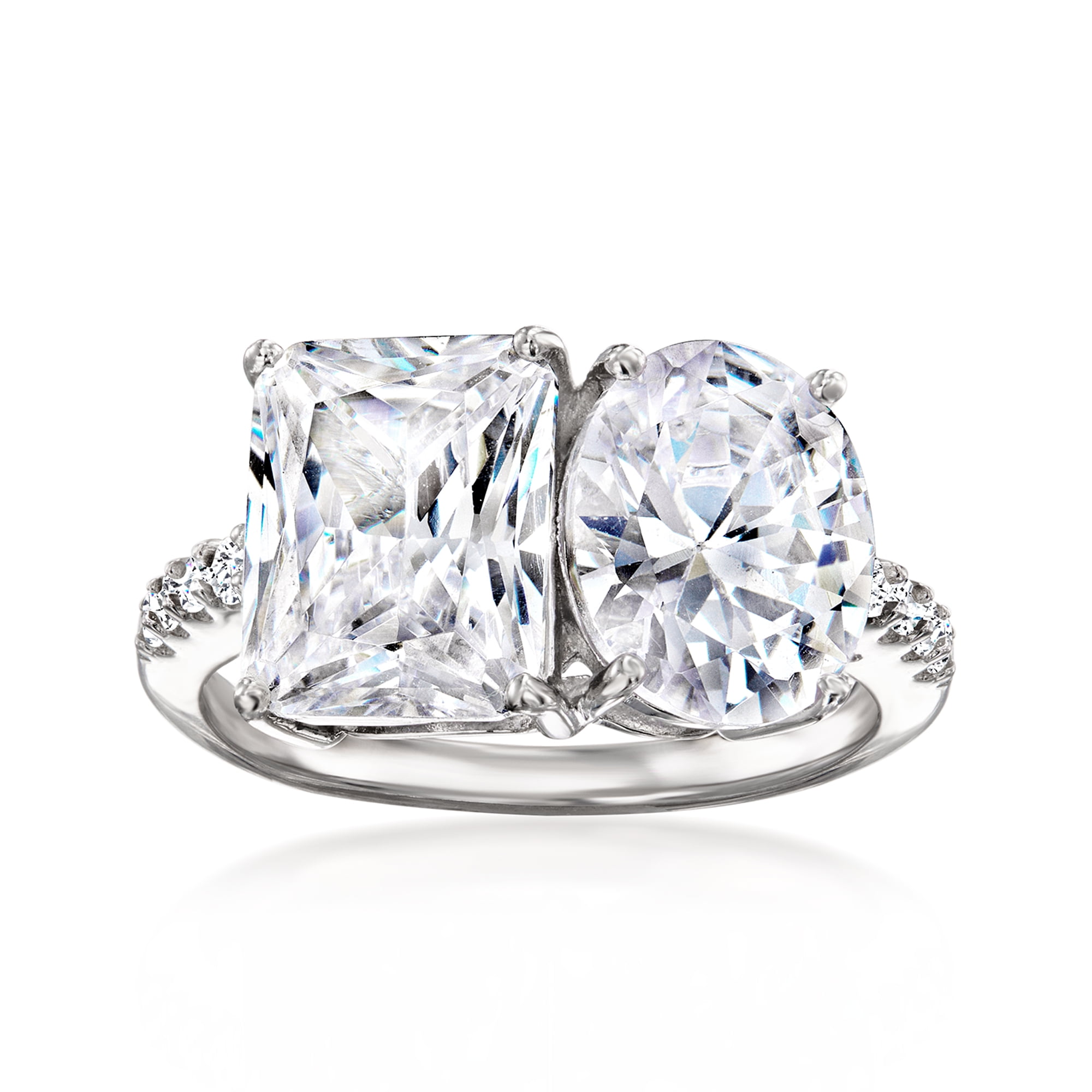 Ross-Simons 6.80 ct. t.w. CZ Toi Et Moi Ring in Sterling Silver, Women's, Adult - Walmart.com