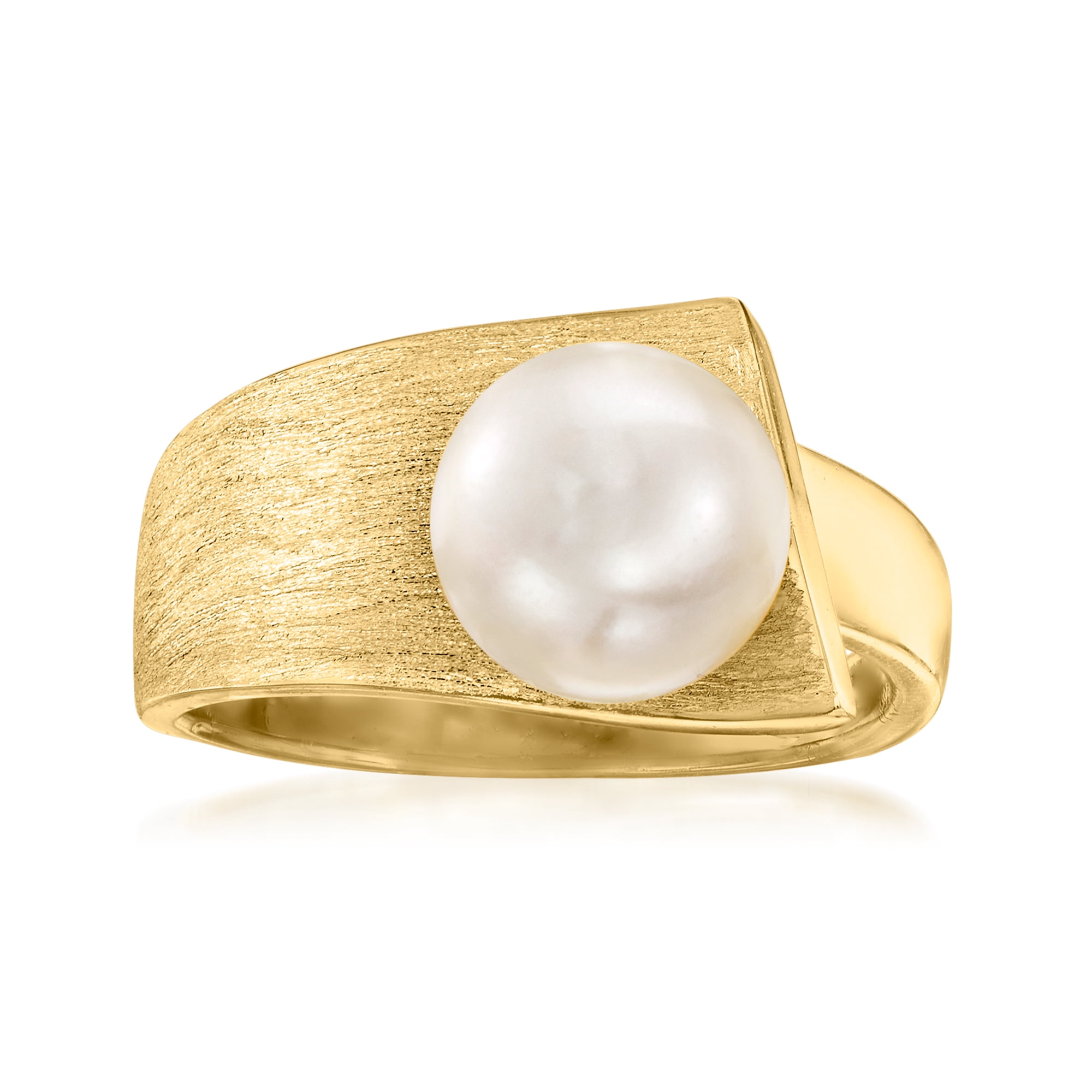 Ross-Simons 8-8.5mm Cultured Pearl Ring in 18kt Gold Over Sterling ...