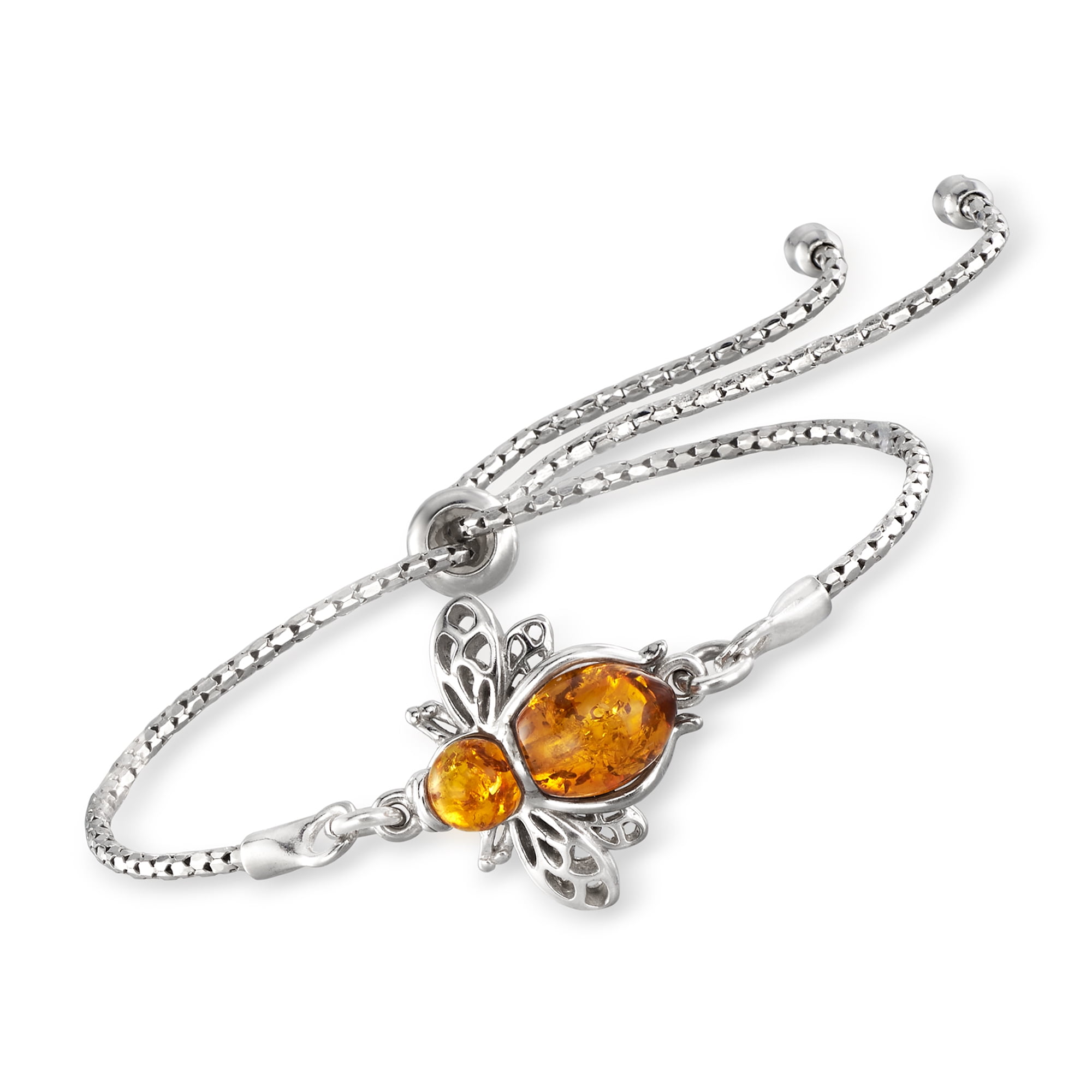 Ross-Simons Amber Bumblebee Bolo Bracelet in Sterling Silver, Women's ...