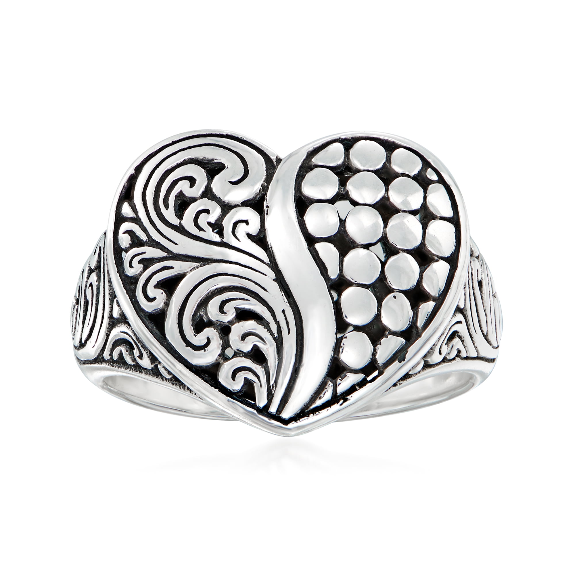 Ross-Simons Bali-Style Sterling Silver Heart Ring, Women's, Adult ...