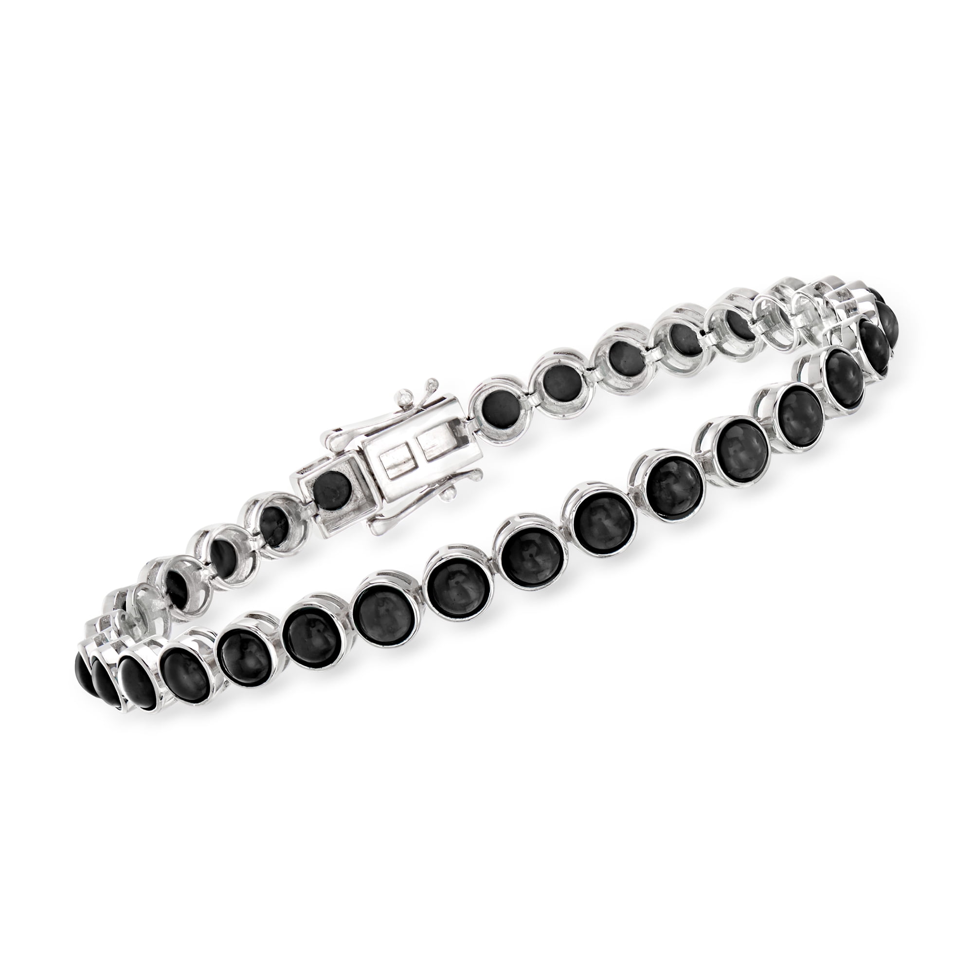 Ross Simons Black Onyx Tennis Bracelet in Sterling Silver Women s Adult Walmart