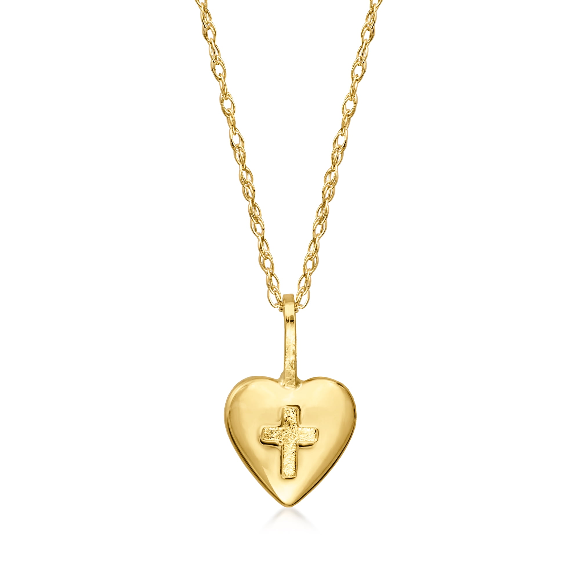 Ross-Simons Child's 14kt Yellow Gold Heart and Cross Pendant Necklace for Children - Walmart.com