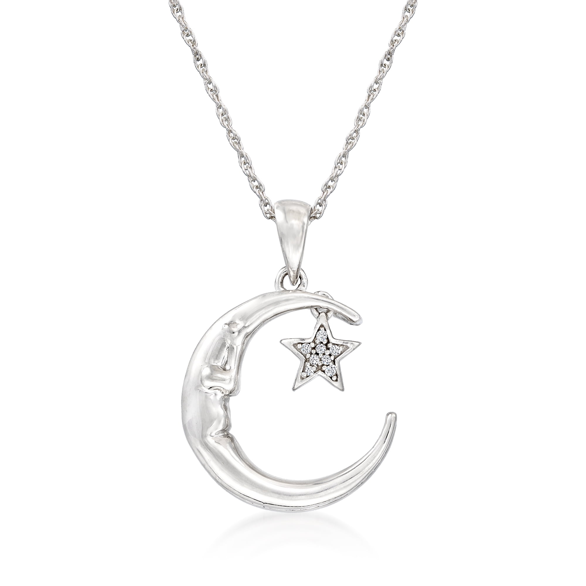 Ross-Simons Diamond-Accented "Love You To The Moon and Back" Moon and ...