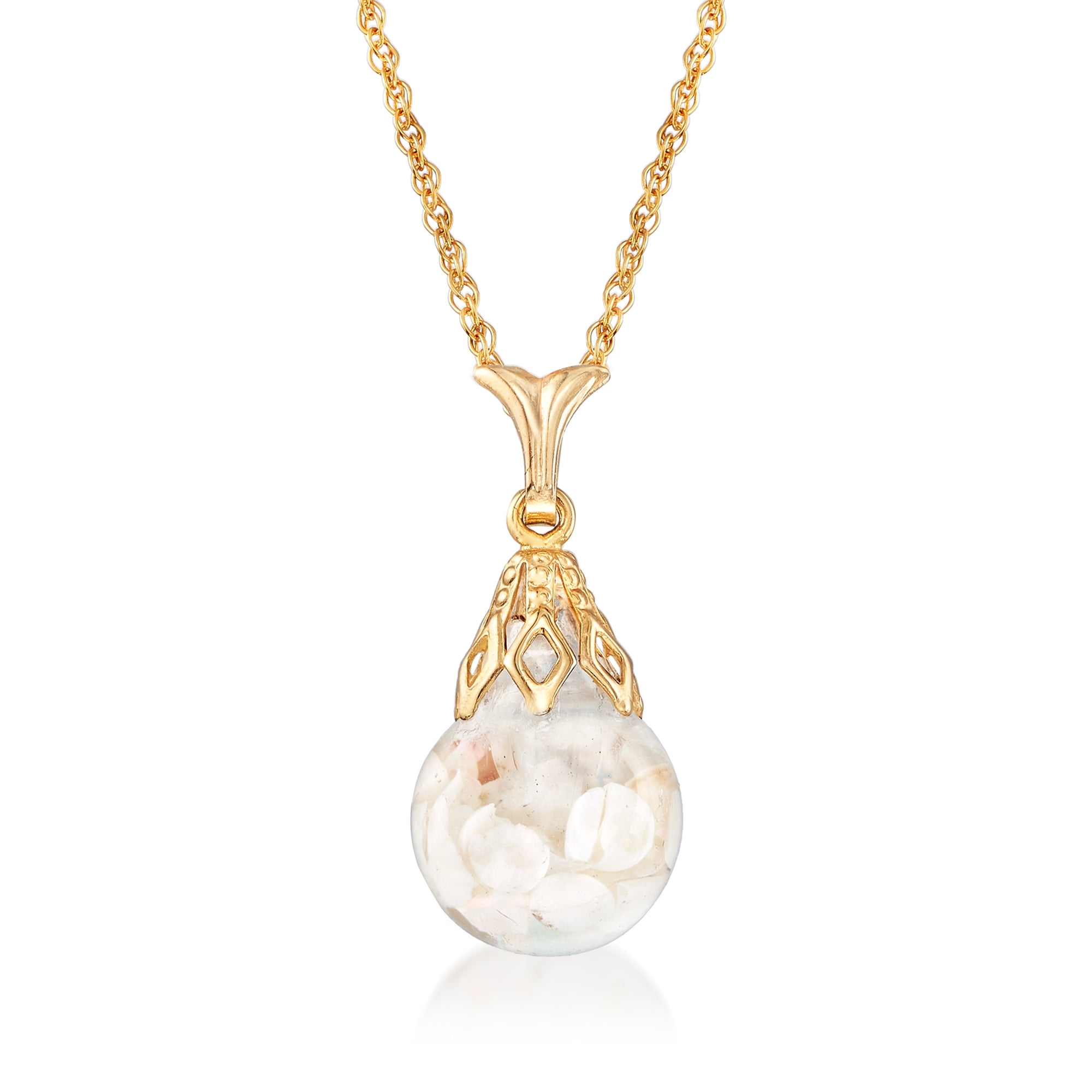 Ross-Simons Floating Opal Pendant Necklace in 14kt Yellow Gold, Women's ...