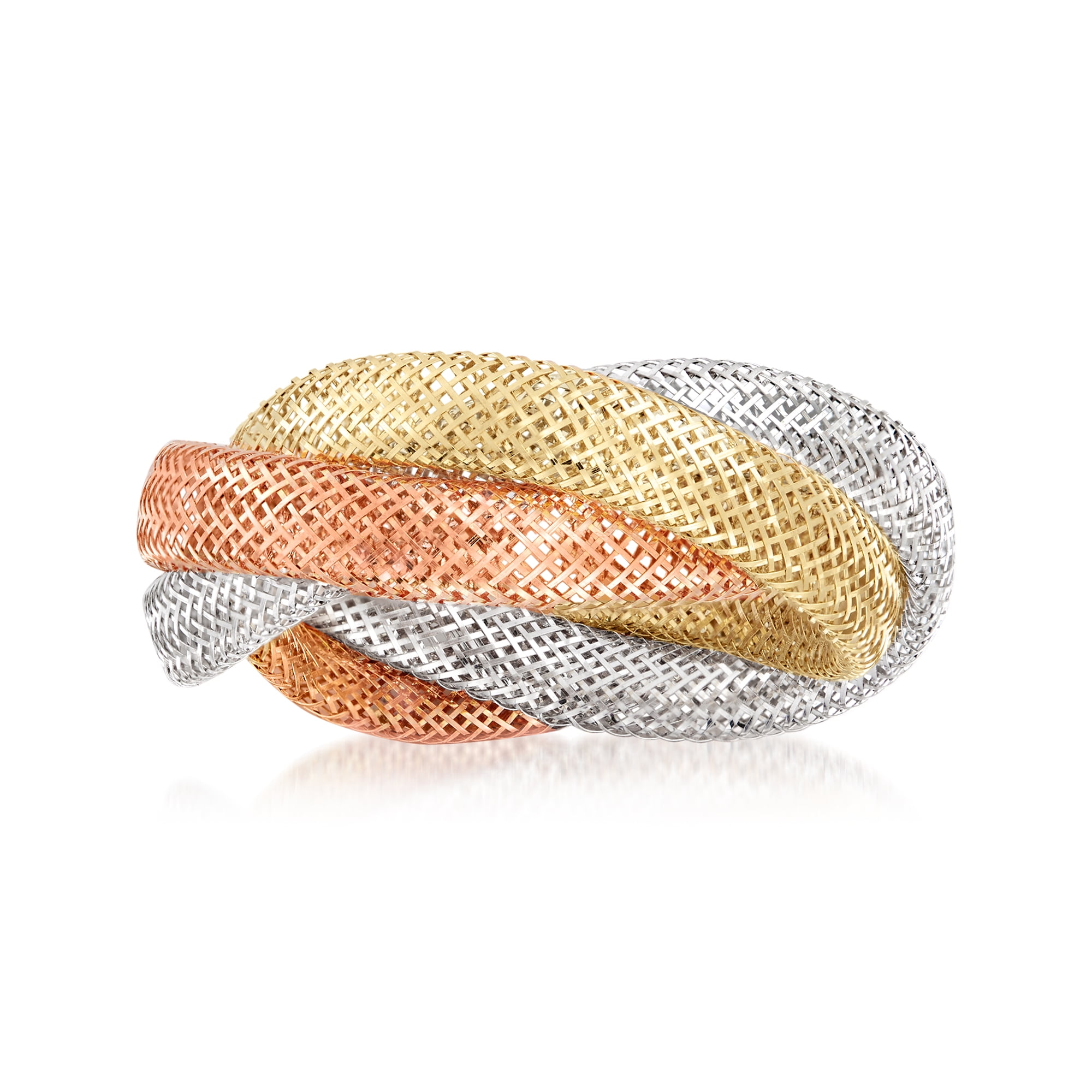 Ross-Simons Italian 14kt Tri-Colored Gold Mesh Ring, Women's, Adult ...