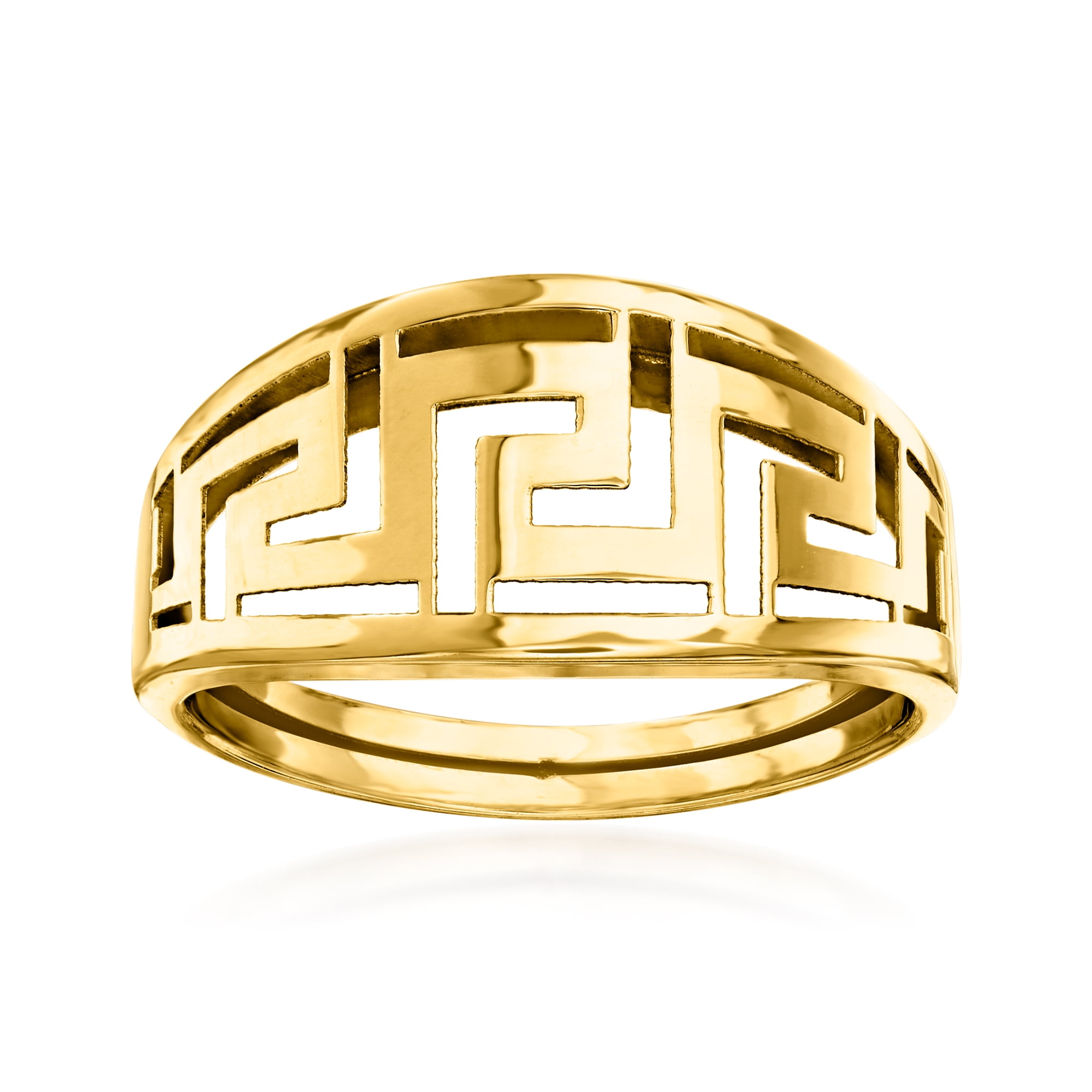 Ross-Simons Italian 14kt Yellow Gold Greek Key Ring, Women's, Adult ...