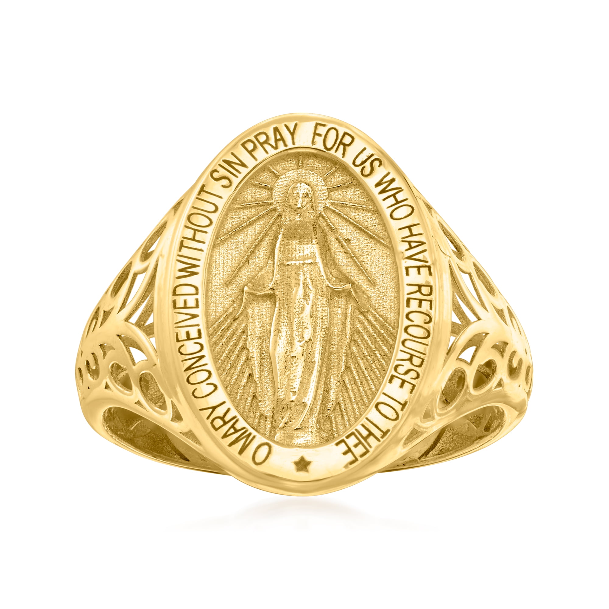 Ross-Simons Italian 14kt Yellow Gold Miraculous Medal Signet Ring ...
