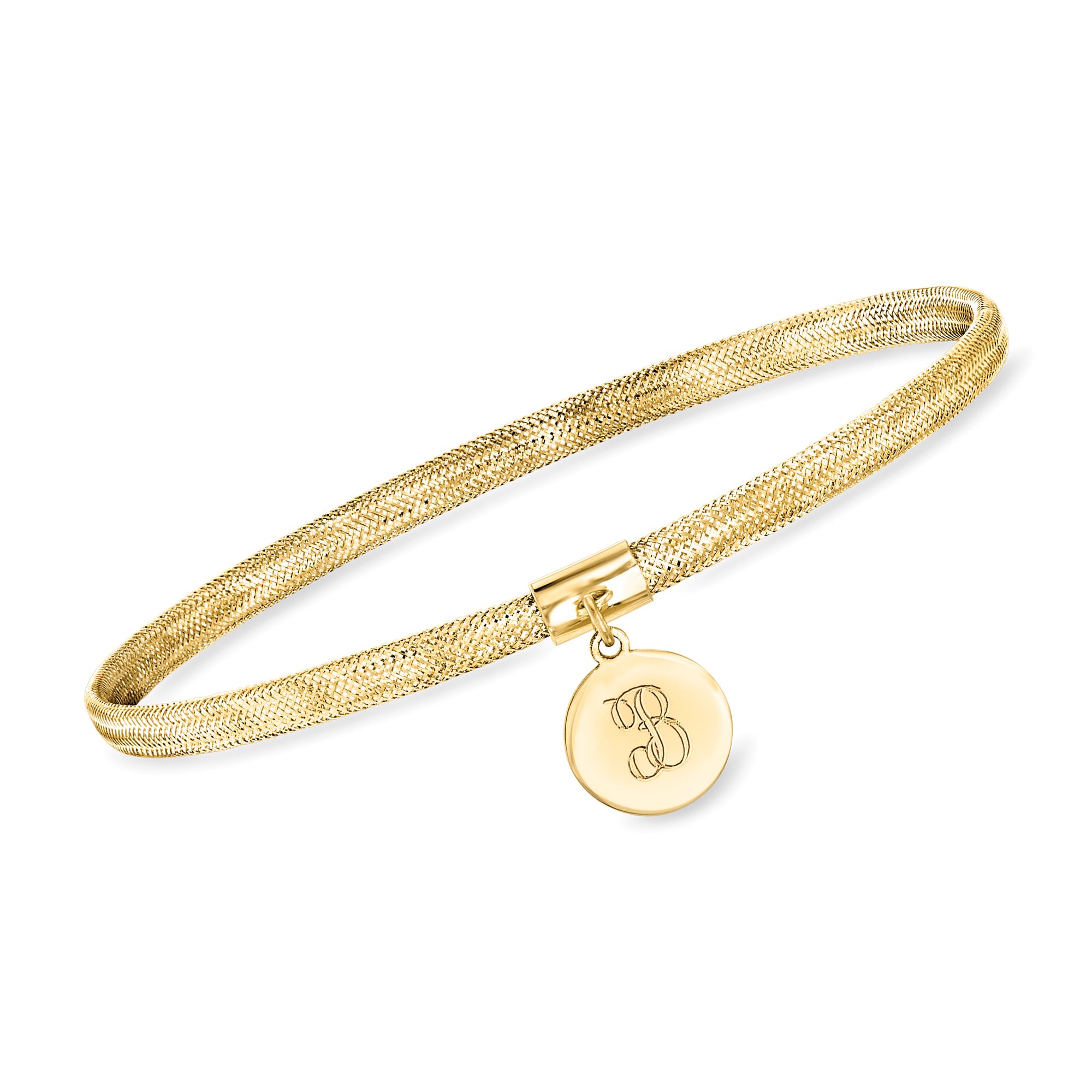Ross-Simons Italian 14kt Yellow Gold Personalized Disc Charm Mesh ...