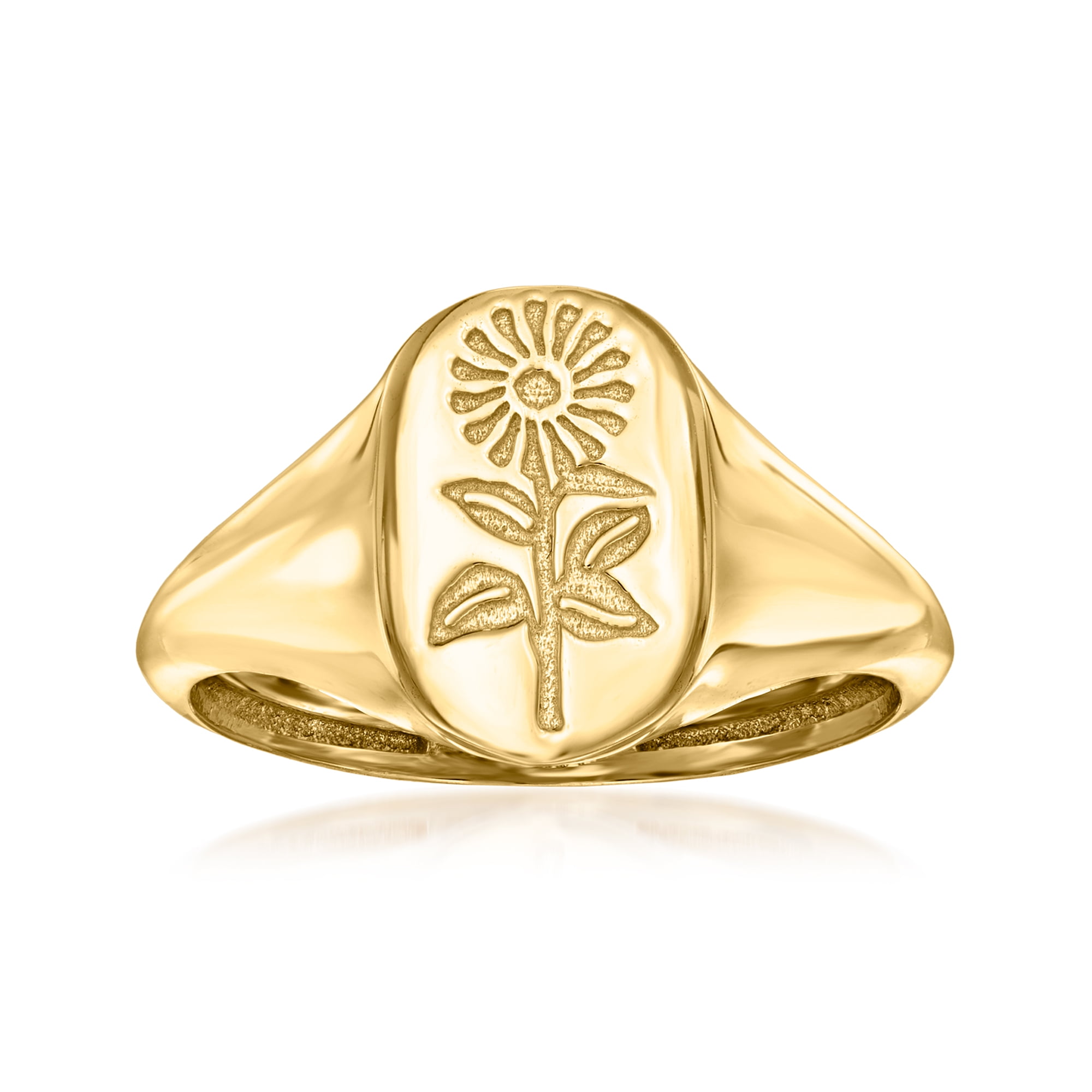 Ross-Simons Italian 14kt Yellow Gold Sunflower Signet Ring, Crafted in ...