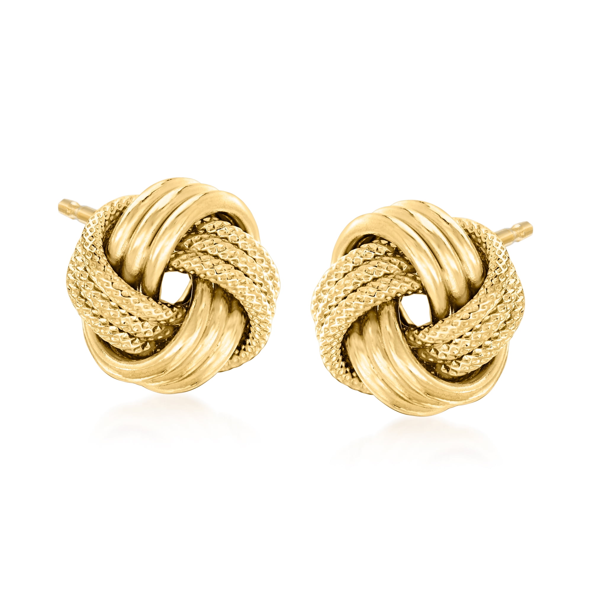 Ross-Simons Italian 18kt Gold Over Sterling Love Knot Earrings, Women's ...