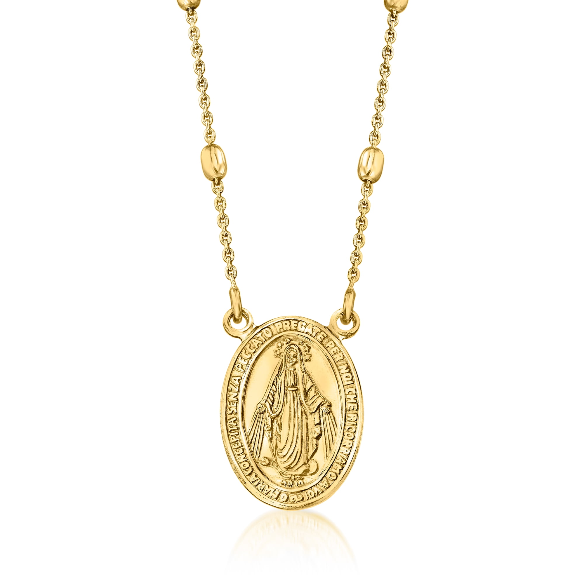Ross-Simons Italian 18kt Gold Over Sterling Miraculous Medal Beaded ...