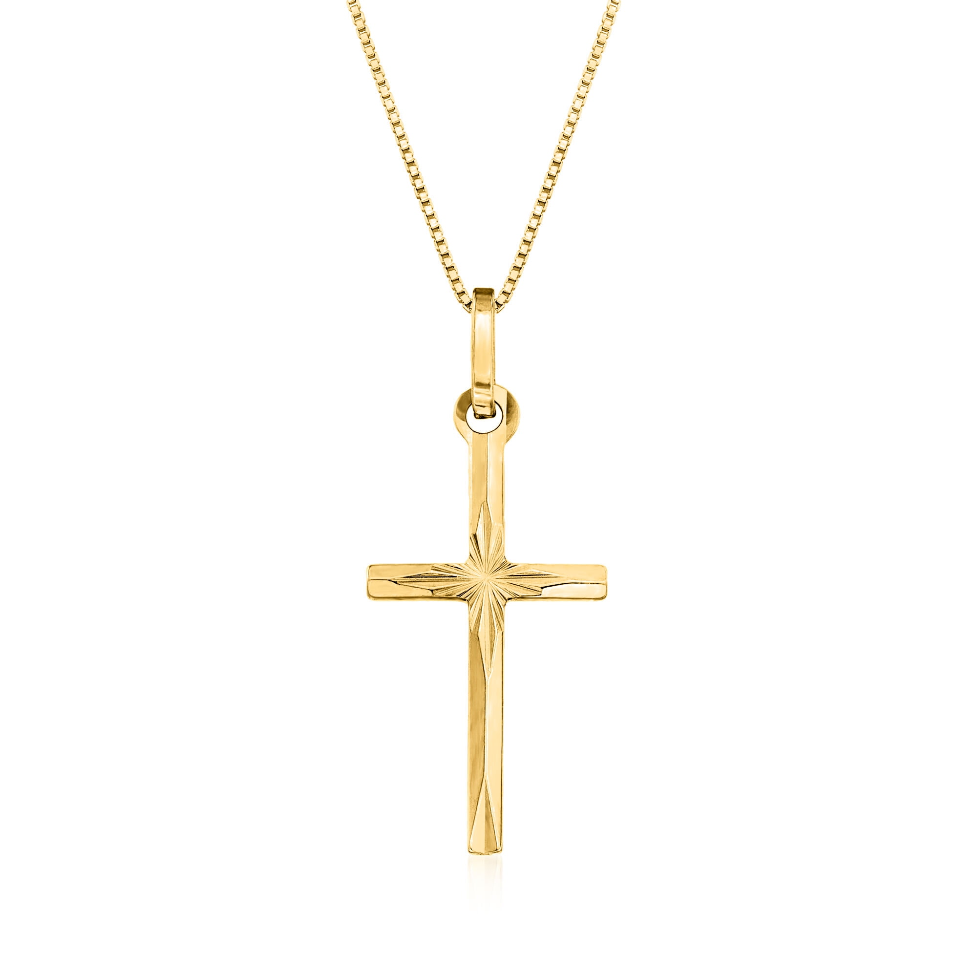 Ross-Simons Italian 18kt Yellow Gold Diamond-Cut Cross Pendant Necklace ...