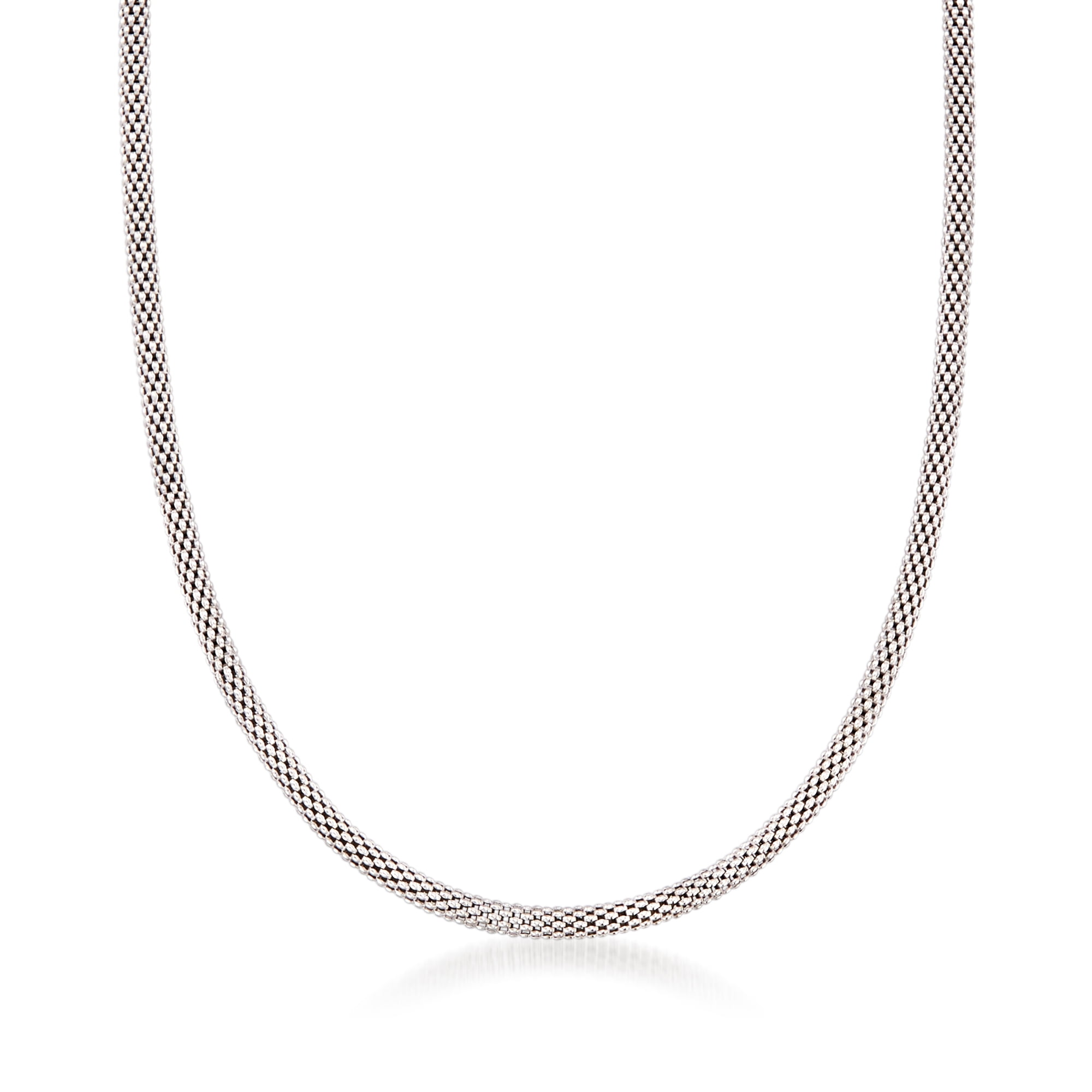 Ross-Simons Italian 2.8mm Sterling Silver Popcorn-Chain Necklace, Women ...