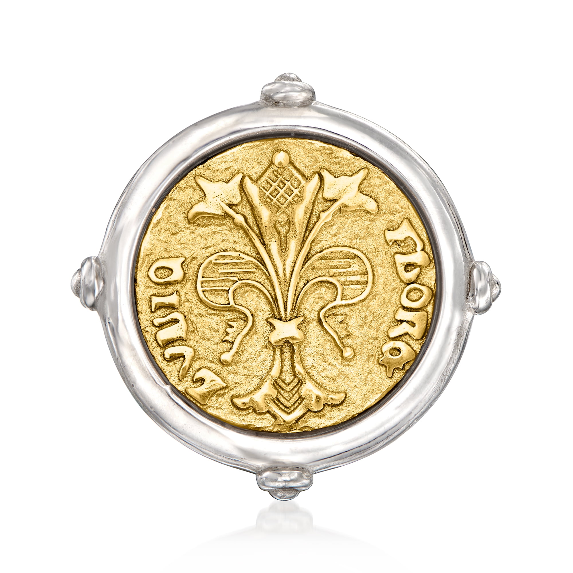 Ross-Simons Italian 2-Tone Sterling Silver Replica Florin Coin Ring ...