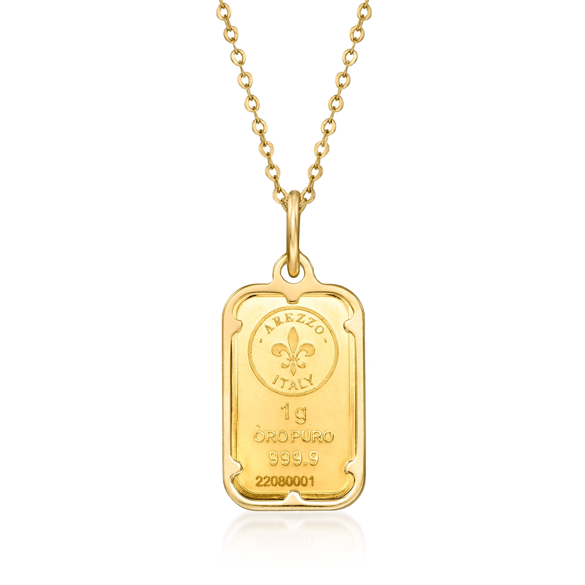 Ross-Simons Solid Italian 24kt Yellow Gold 1-Gram Ingot Pendant ...