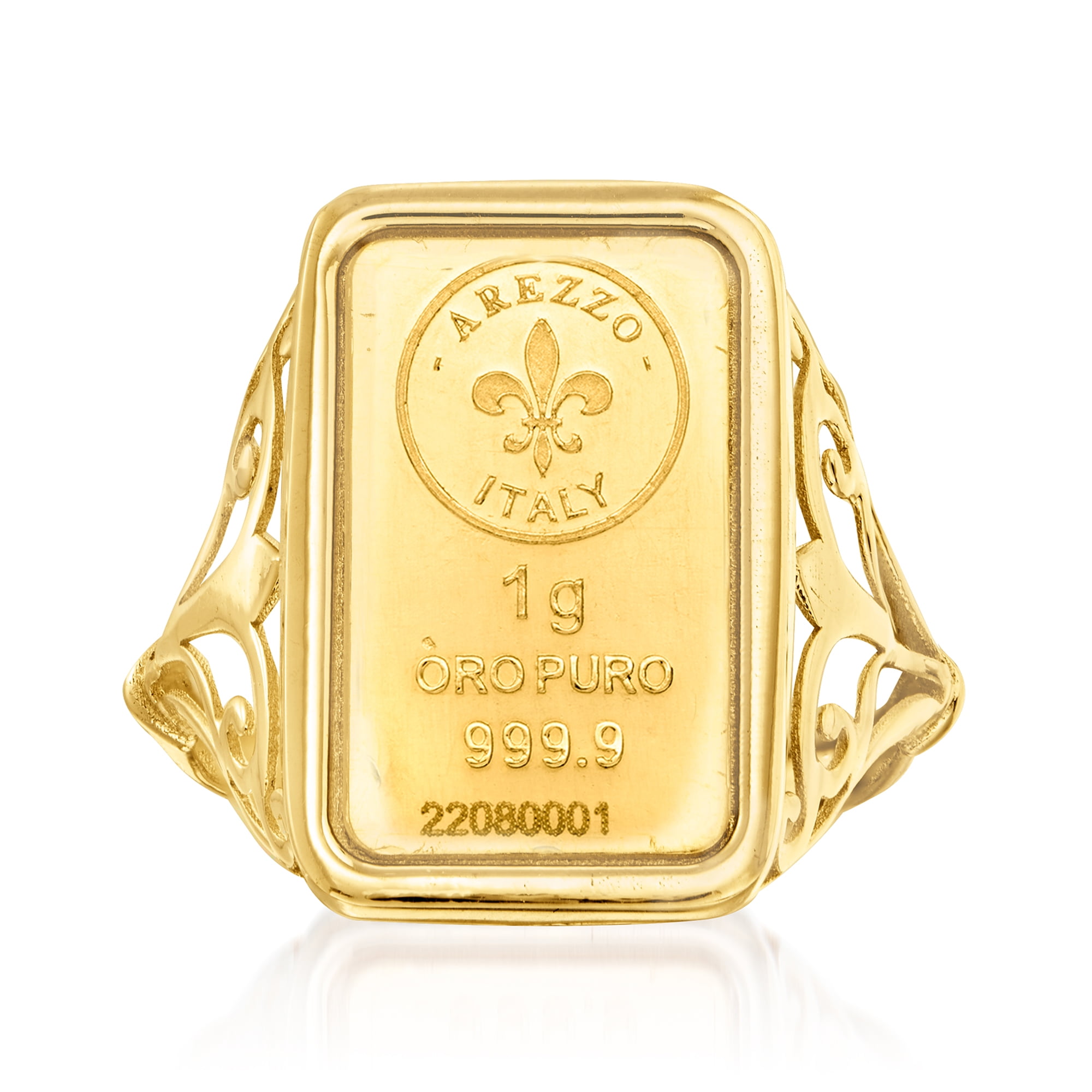 Ross-Simons Italian 24kt Yellow Gold 1-Gram Ingot Ring With 14kt Yellow ...