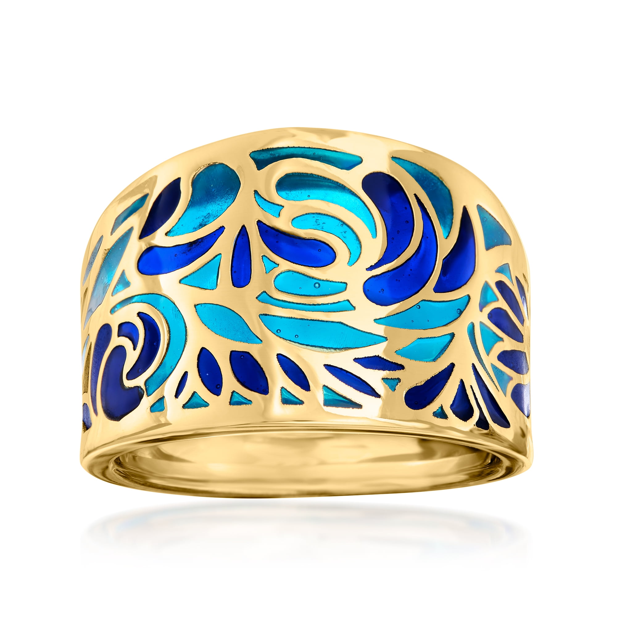 Ross-Simons Italian Blue Enamel Ring in 14kt Yellow Gold, Women's ...