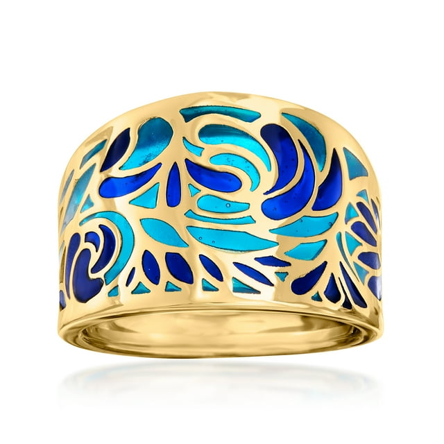 Ross-Simons Italian Blue Enamel Ring in 14kt Yellow Gold, Women's ...