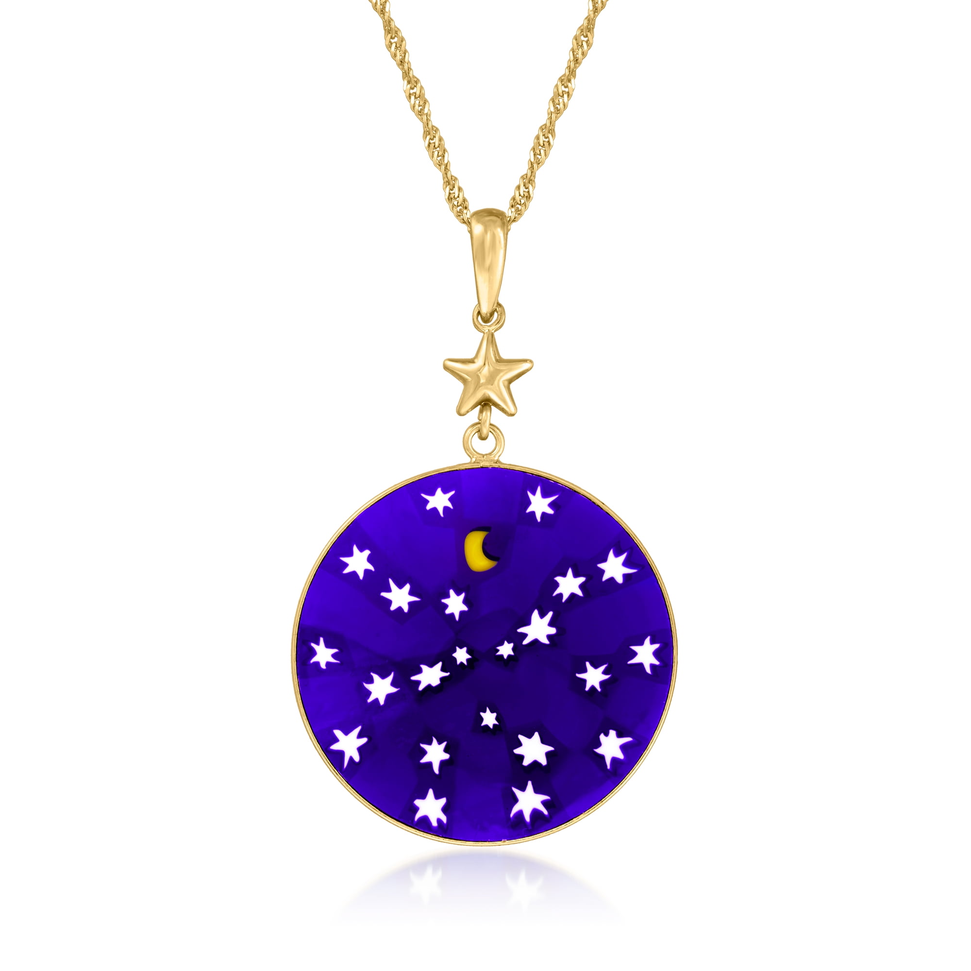 Ross-Simons Italian Blue Murano Glass Stars and Moon Pendant Necklace ...