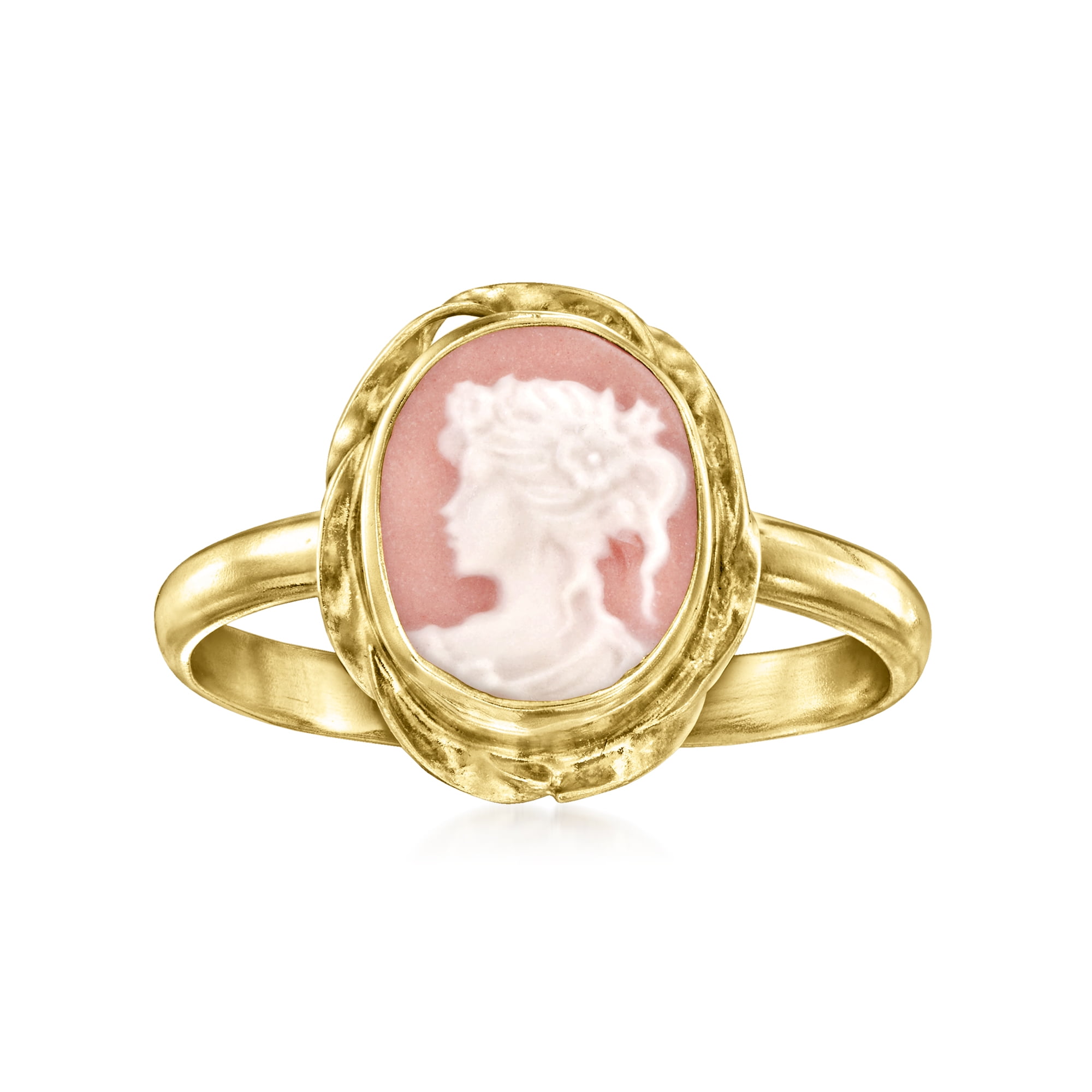 Ross-Simons Italian Pink Porcelain Cameo Ring in 18kt Gold Over ...